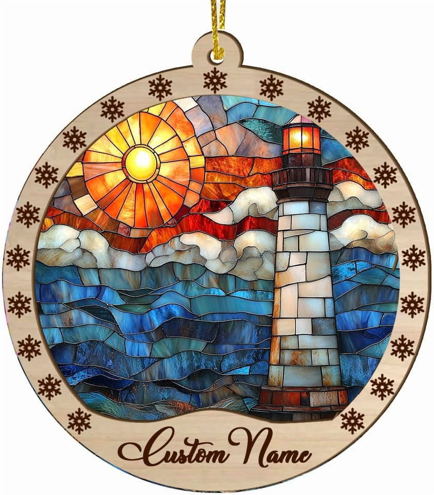 Customized Tree Suncatcher Lighthouse, Lighthouse Ornament, Lighthouse ...