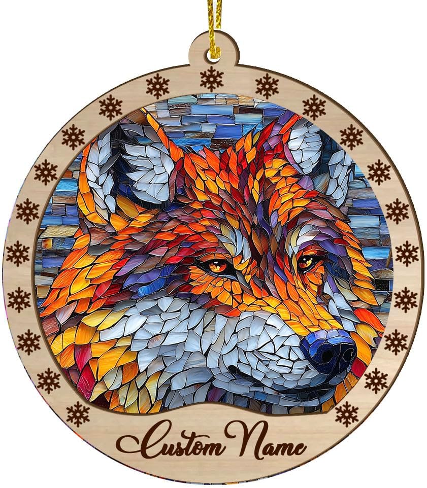 Customized Tree Suncatcher Wolf, Wolf Ornament, Wolf Hanging Decor ...