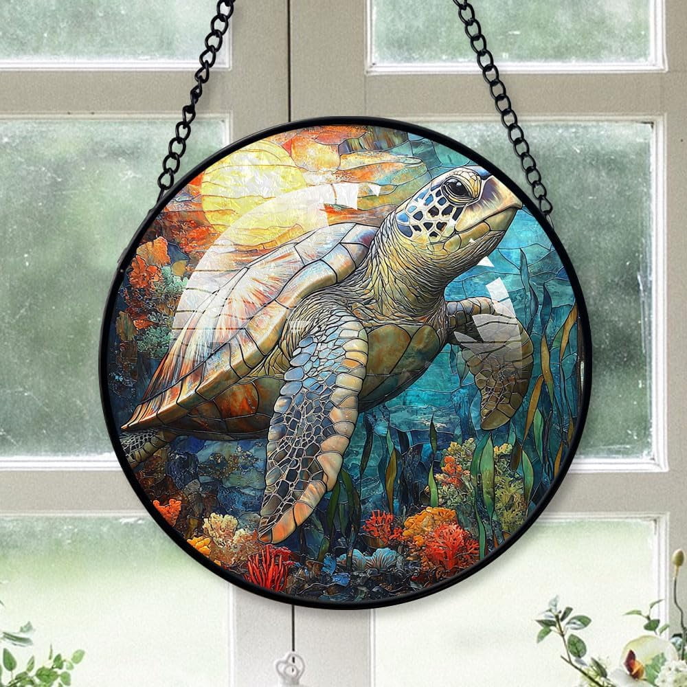 Customized Turtle Stained Glass, Turtle Suncatchers, Turtle Window ...