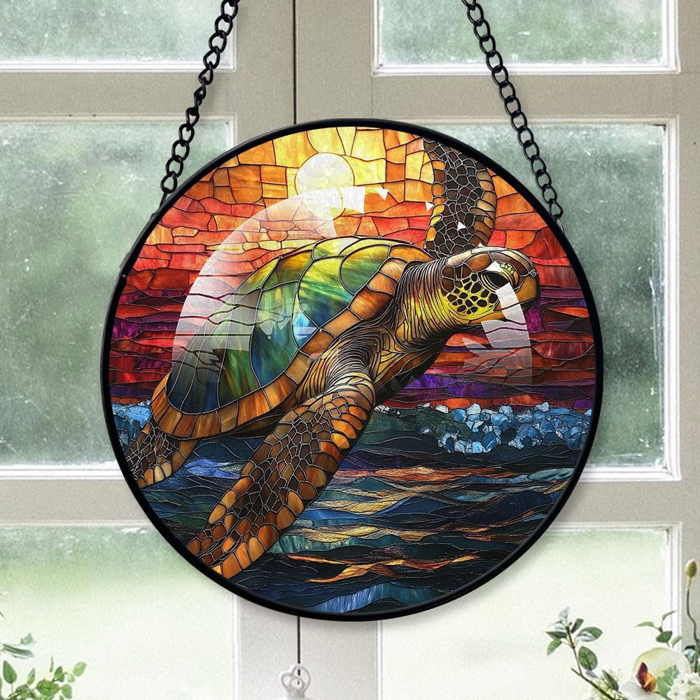 Customized Turtle Stained Glass, Turtle Suncatchers, Turtle Window ...