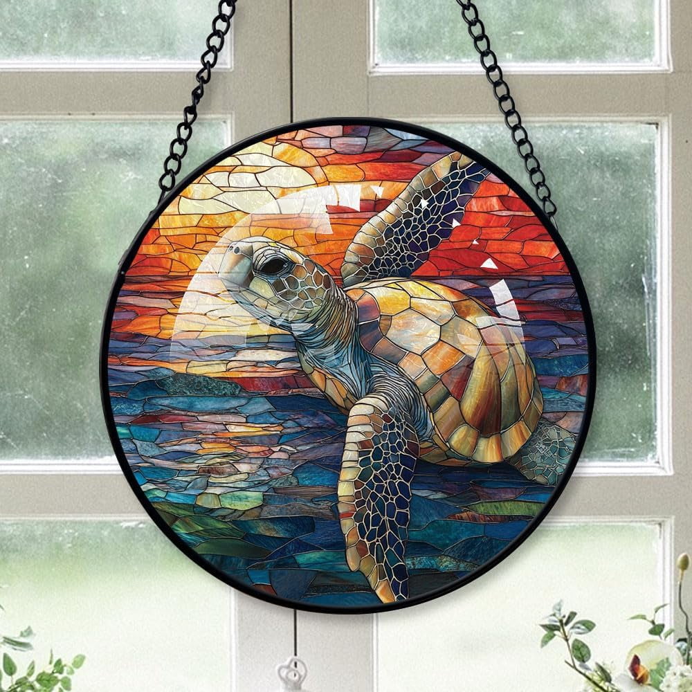Customized Turtle Suncatcher Stained Glass, Turtle Gifts for Women for ...