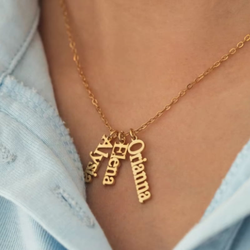 Customized Vertical Name Necklace Personalized Hang Tag Name Jewelry ...