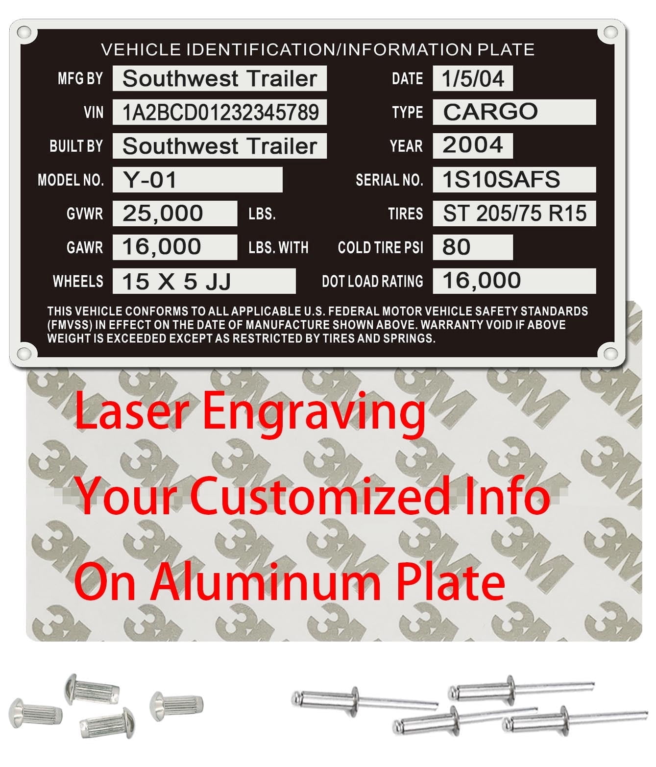 Customized Vin Plates for Trailers Replacement Vin Plate Vin Number ...