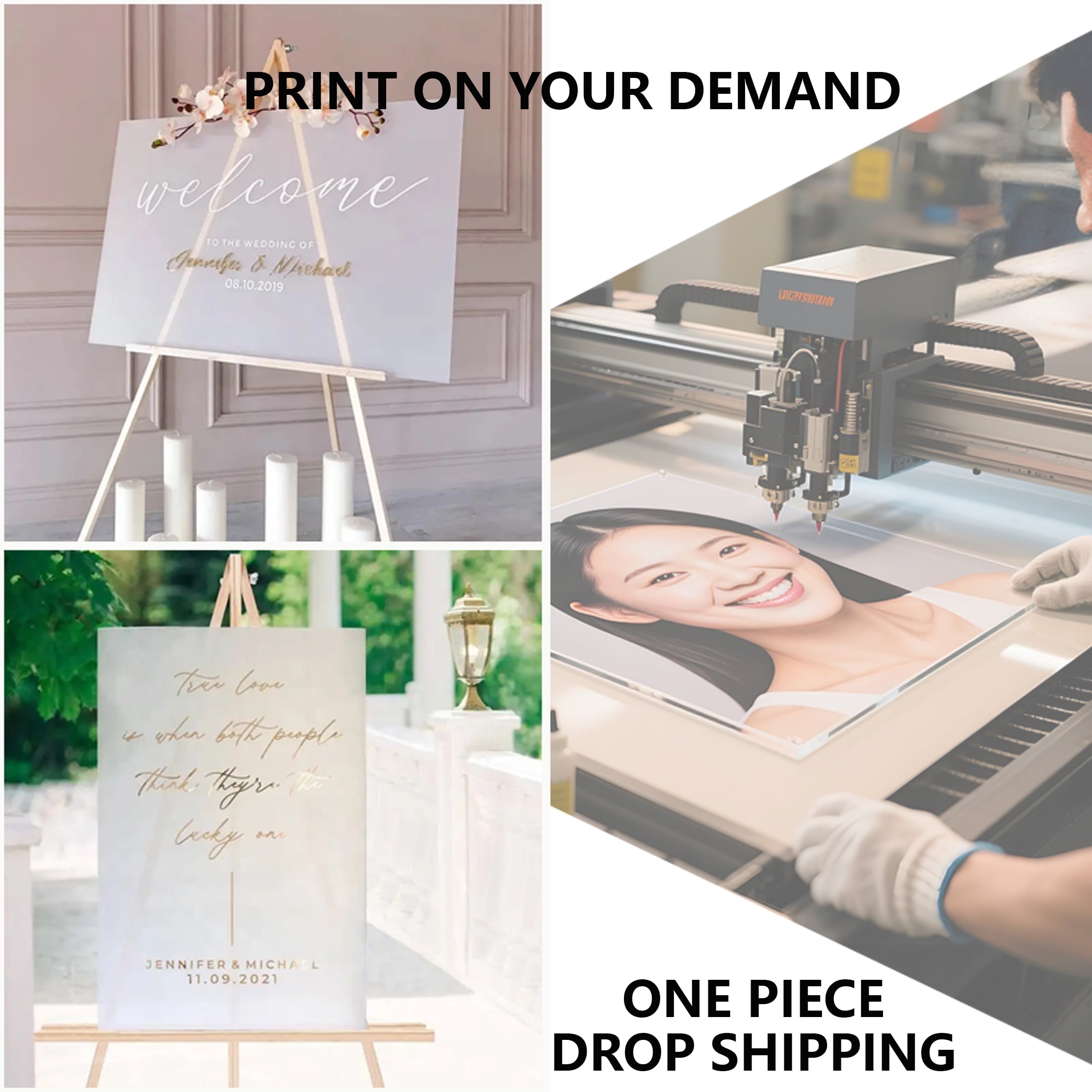 Customized Wedding Party Welcome Sign Frosted Backing Text UV Print 20* ...