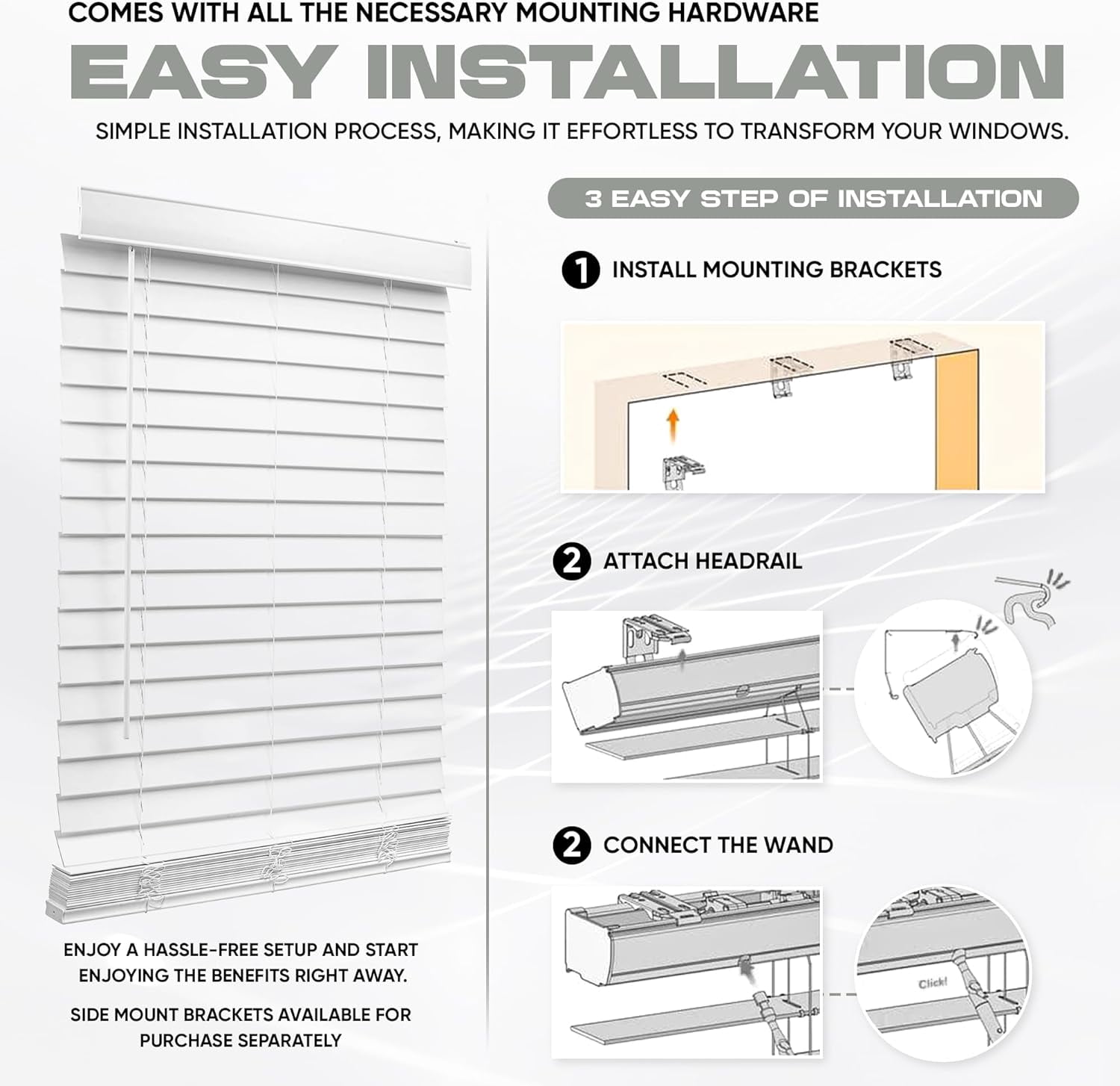 Customized for Your Window - Blinds Emporium Cordless White 2" Inch ...