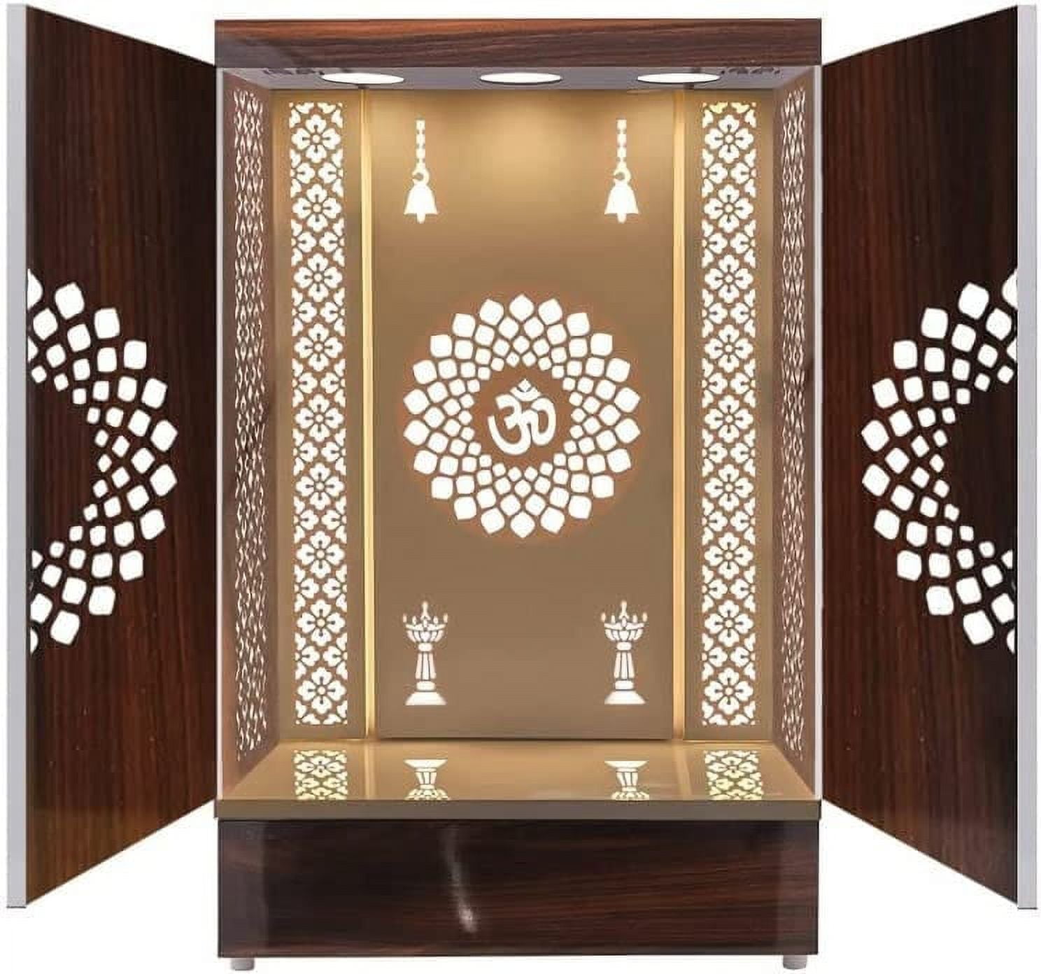 Customized Wooden Cabinet Desginer Mandir With LED / Mandir For Home ...