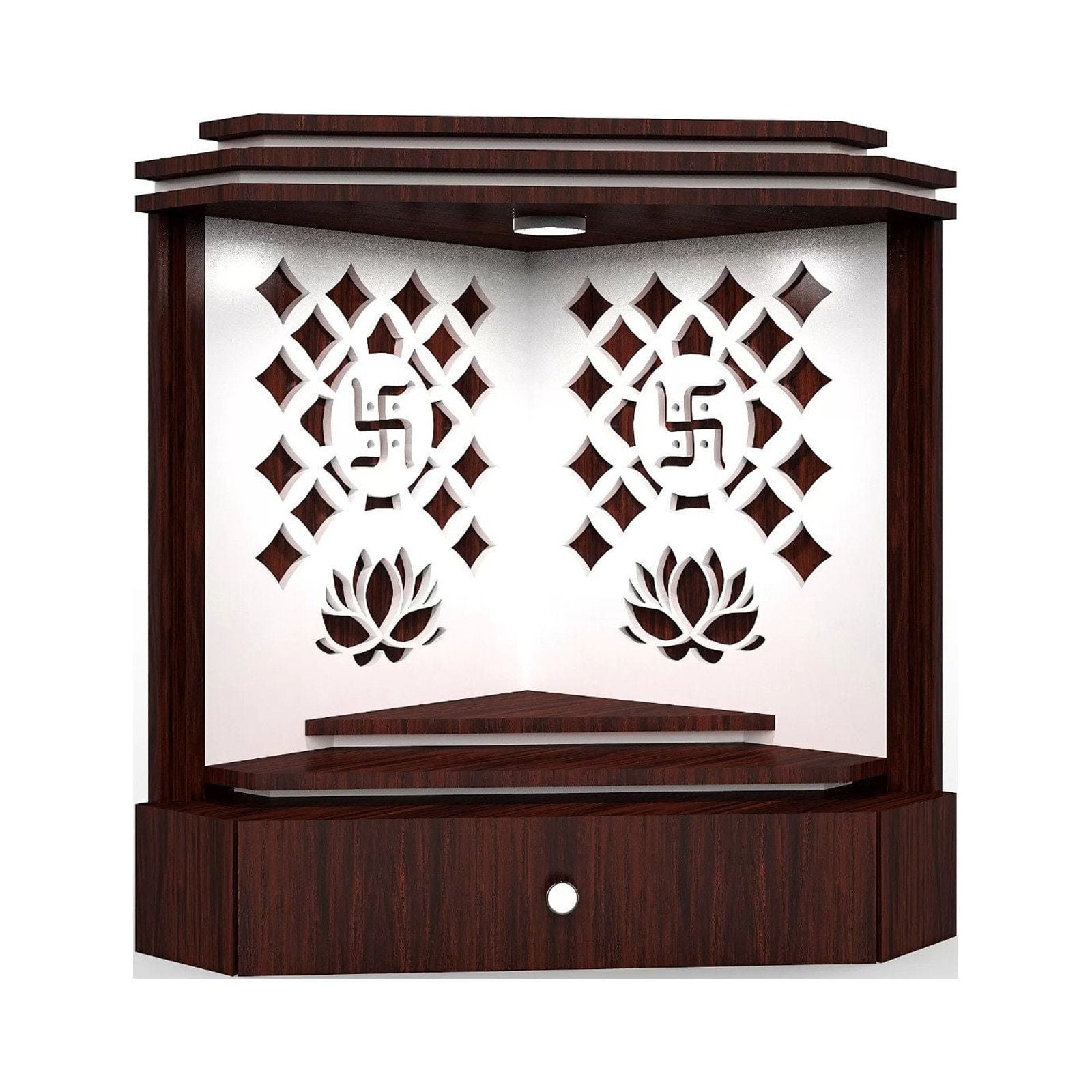 Customized Wooden Temple Corner Mandir | Side Corner Wooden Mandir ...