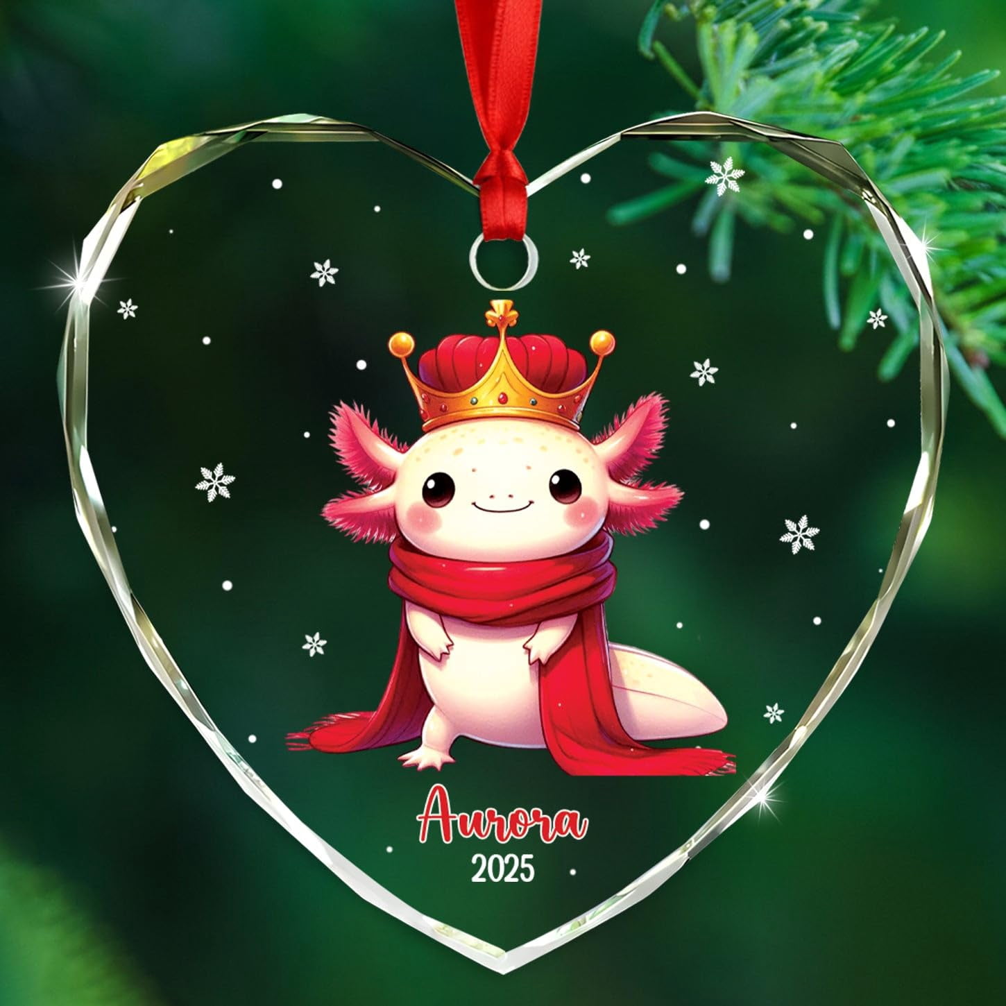 Customized Year Name Axolotl Lover Glass Christmas Ornament 2025 ...