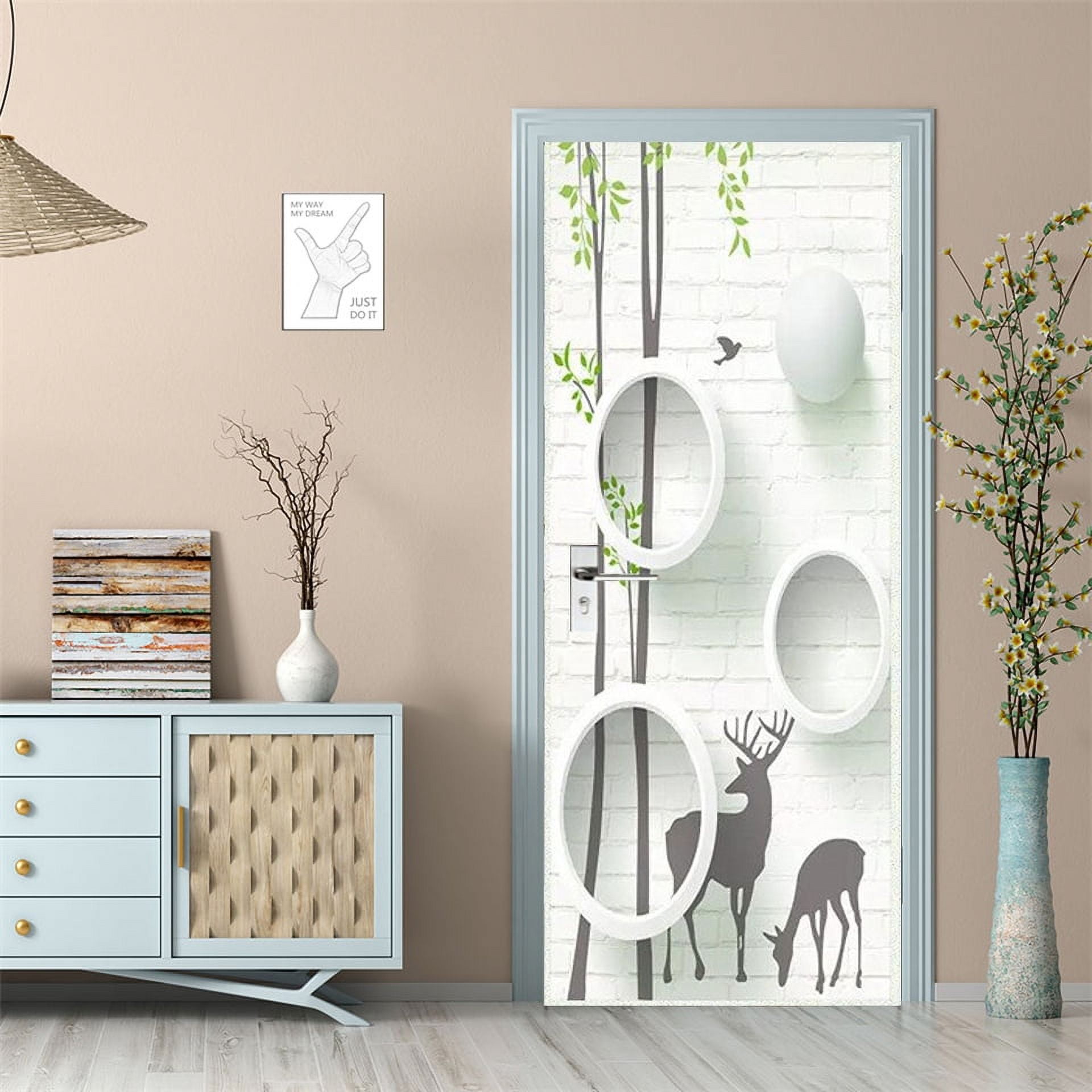 Customized door sticker graphics for apartment and elevator renovations ...