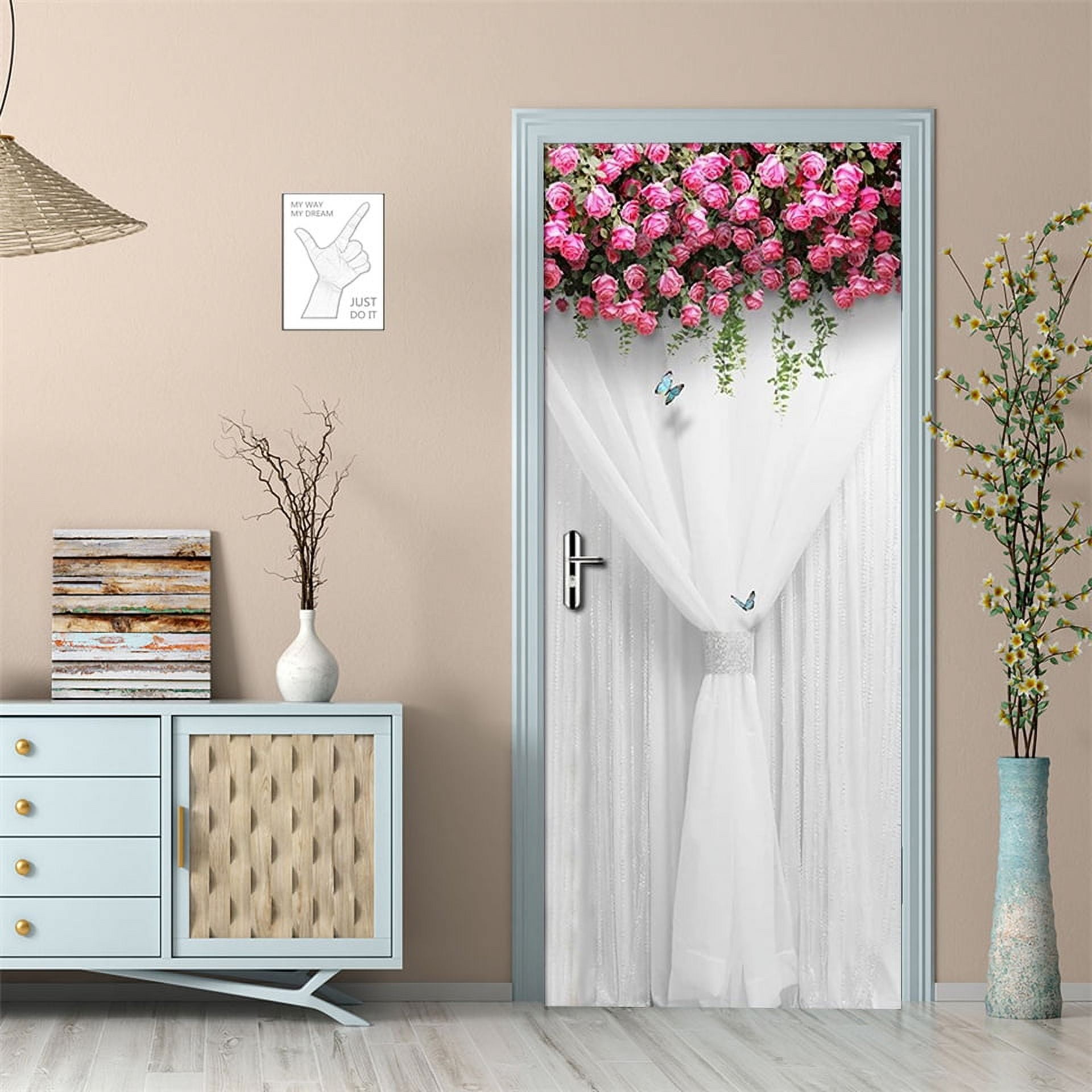 Customized door sticker graphics for apartment and elevator renovations ...