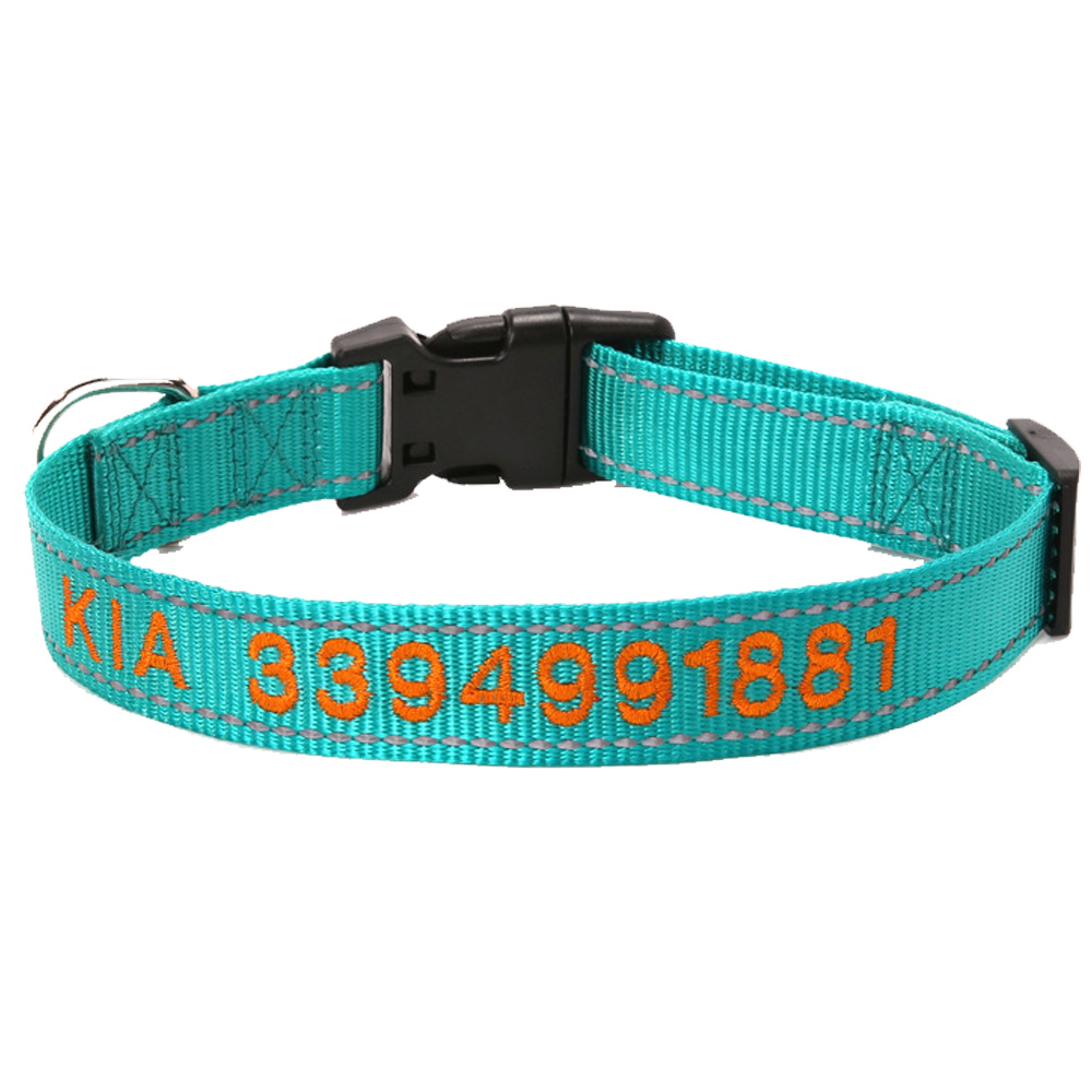 Customized personalized dog ID collar embroidered pet name phone collar ...