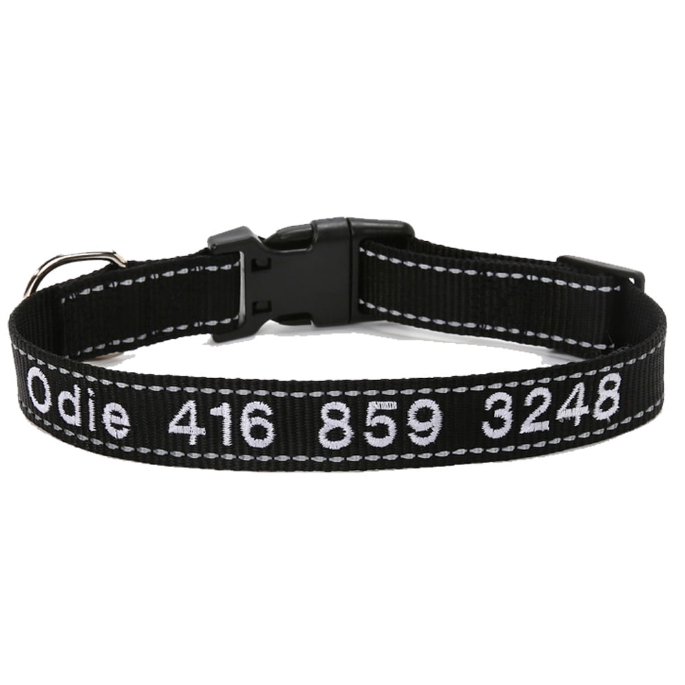 Customized personalized dog ID collar embroidered pet name phone collar ...