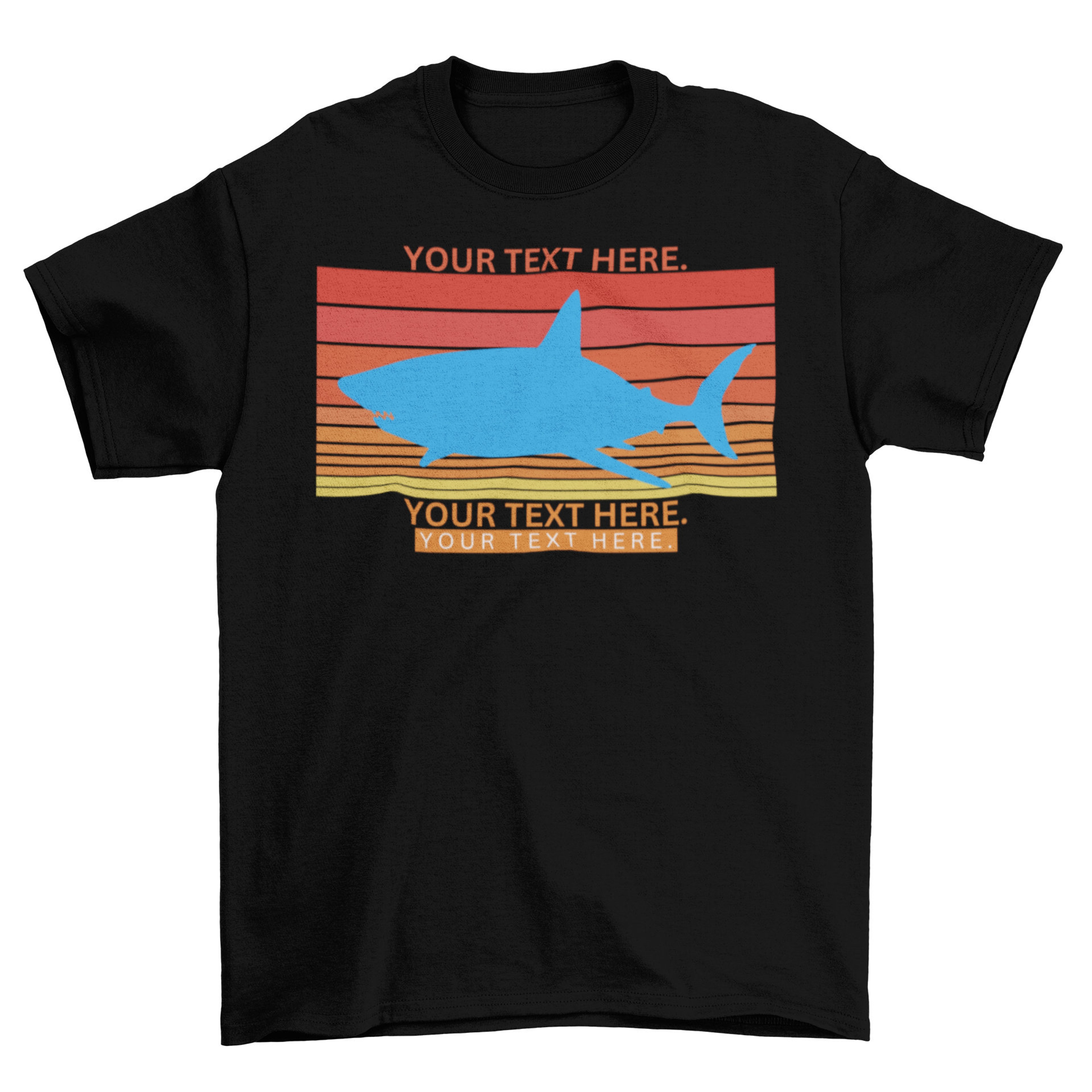 Customized shark with retro rectangle design, custom text, custom shirt ...