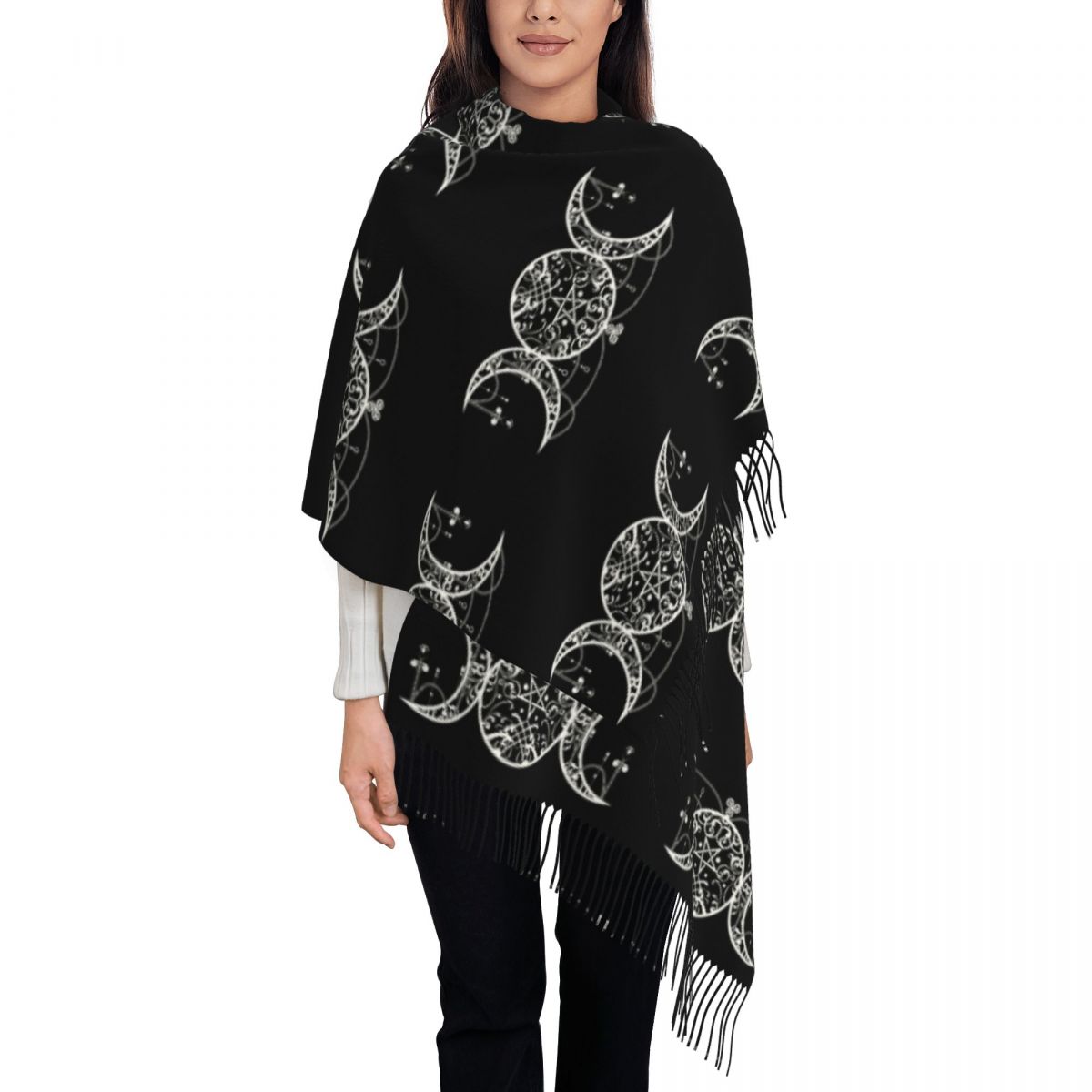CustomizedTriple Moon Goddess Midnight Shimmer Scarf Wrap Women Long ...