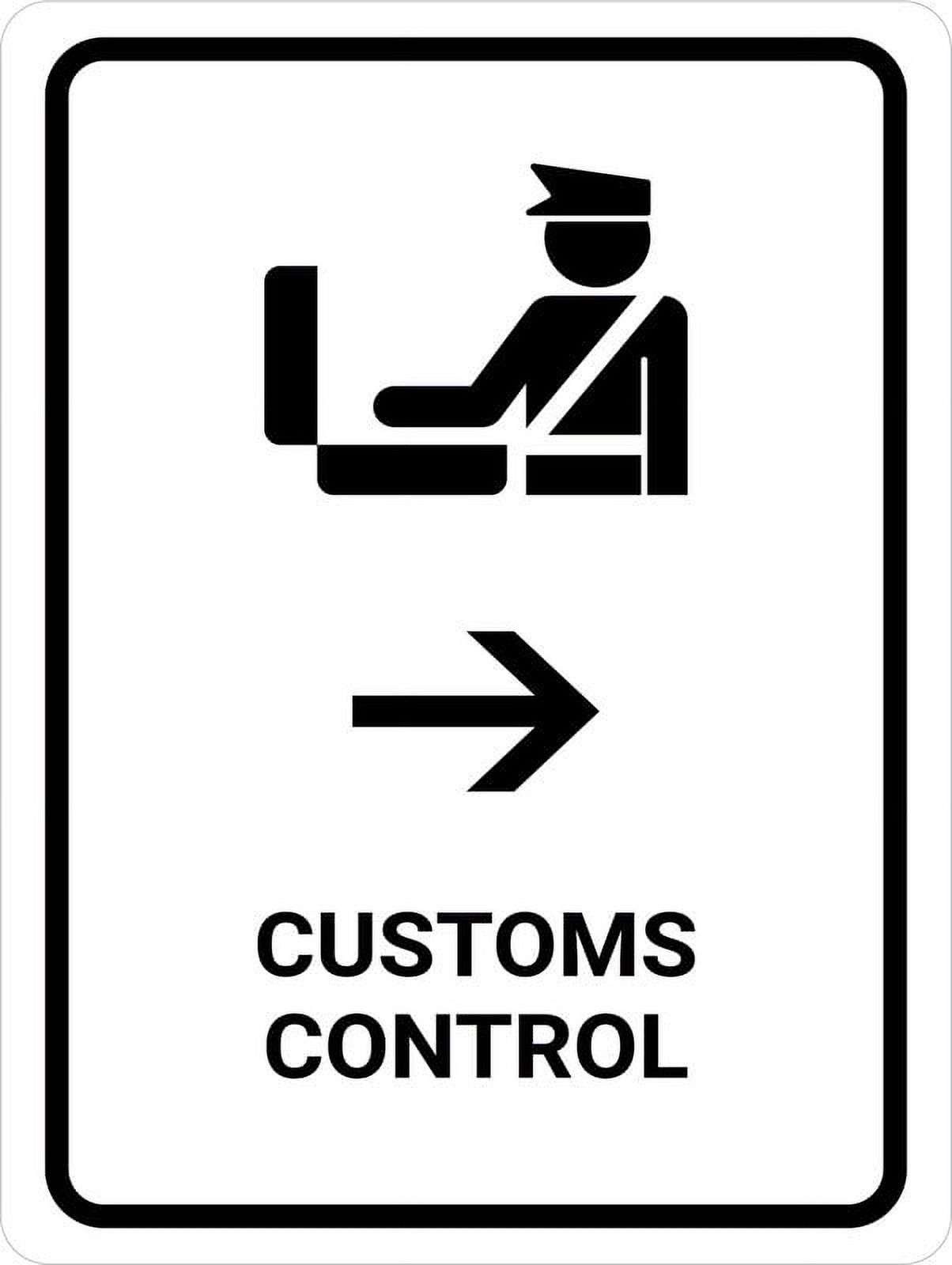 Customs Control With Right Arrow White Sign Safety Restriction Alert ...