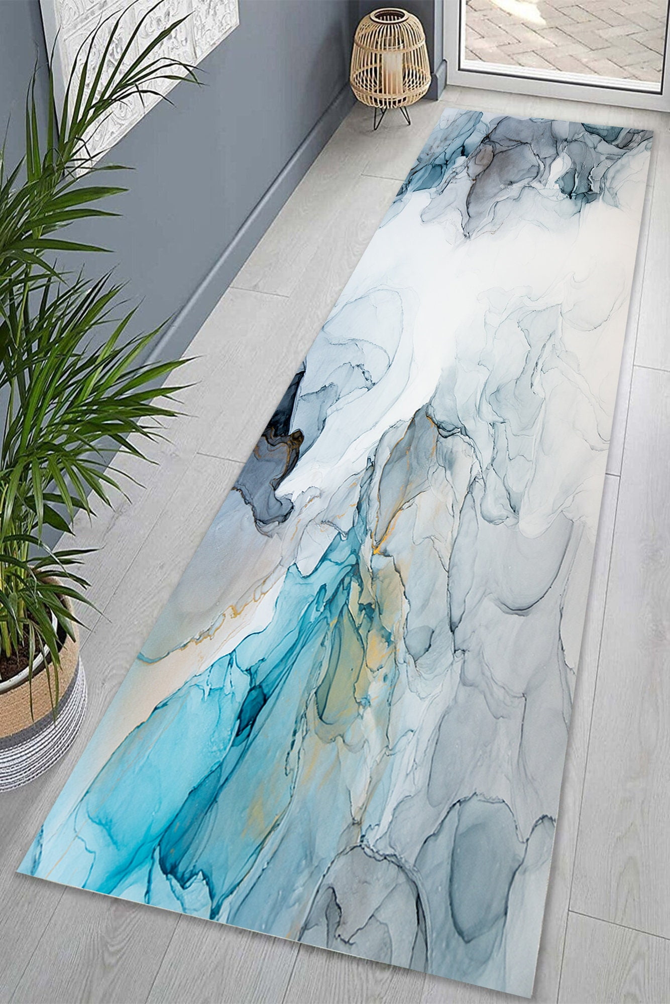 Customs Rugs, Blue Rugs, Runner Rug, Blue Marble Rugs, Modern Rug, Easy ...