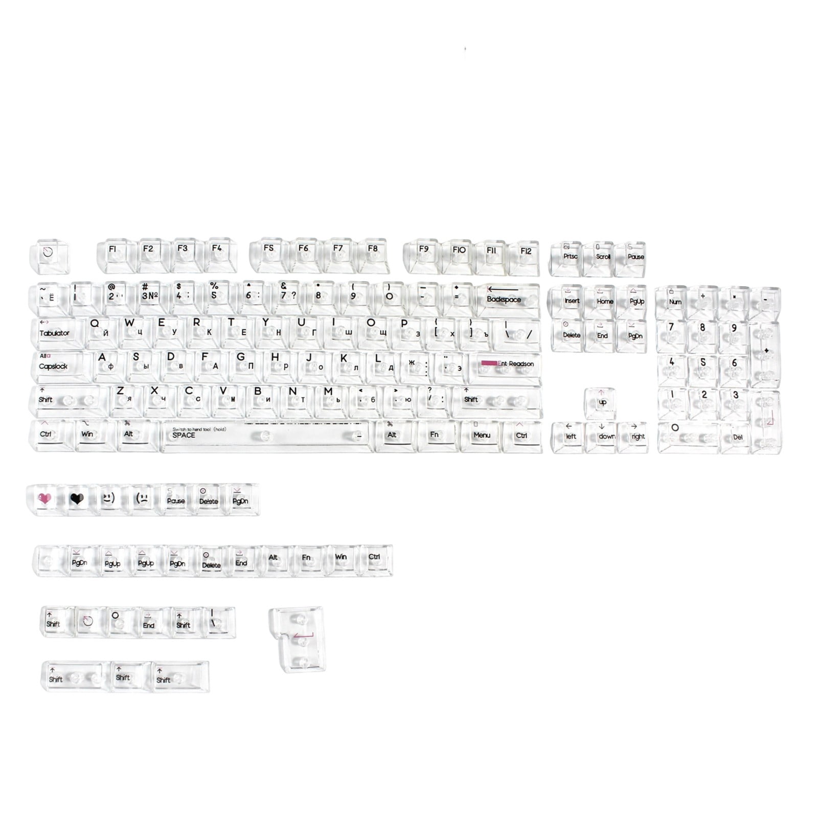 Customs Russian Crystal Transparents Font Backlit Keycap , Original ...