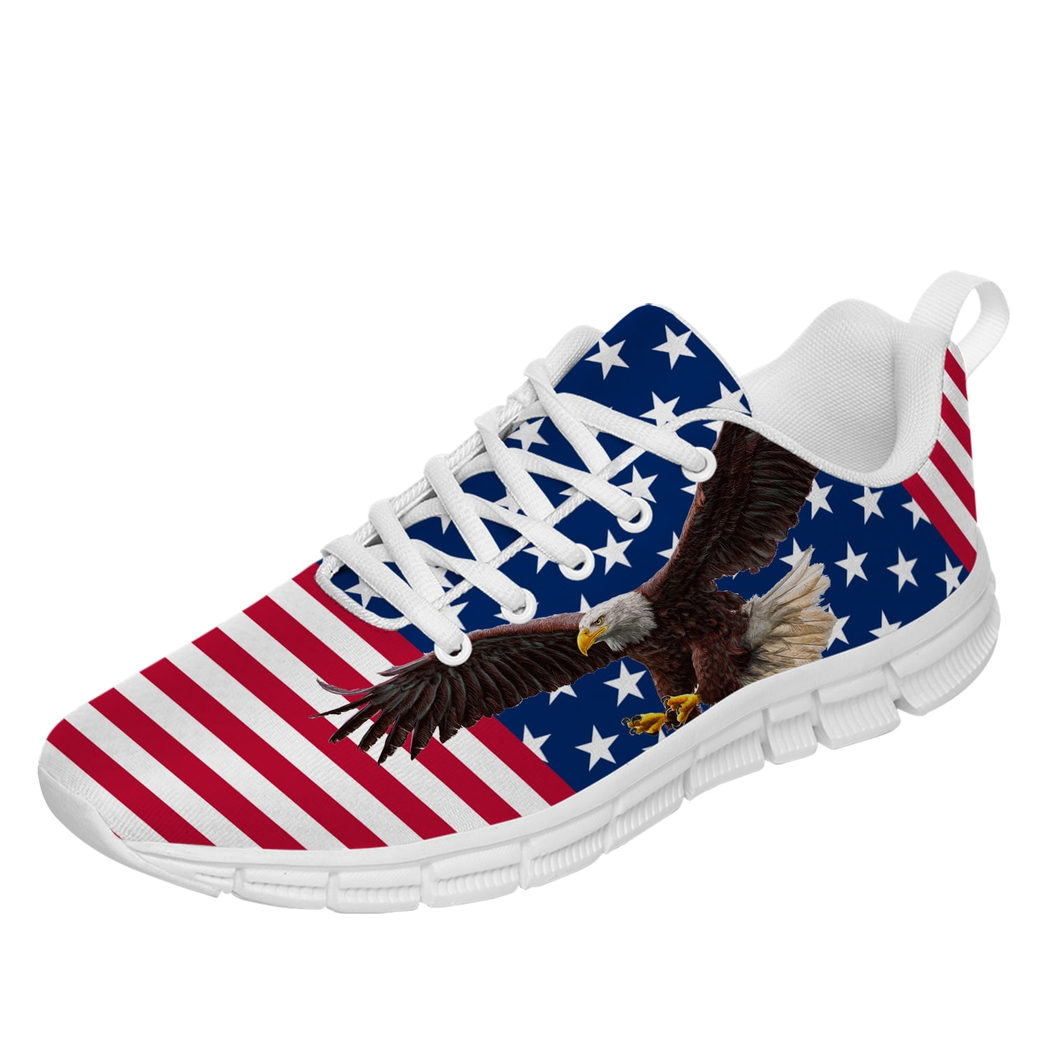Customuart American Flag Eagle Sneakers Women Red White Blue Running ...