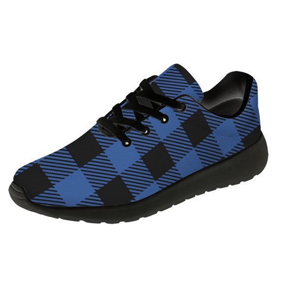 Customuart Blue Plaid Sneakers Men Running Shoes Size 4.5 - Walmart.com