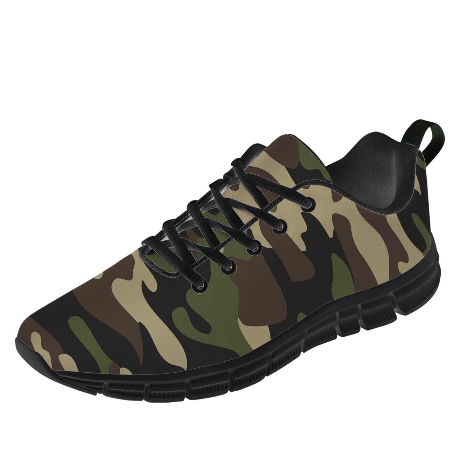 Customuart Camouflage Shoes for Men Running Shoes Green Sneakers Size 4 ...