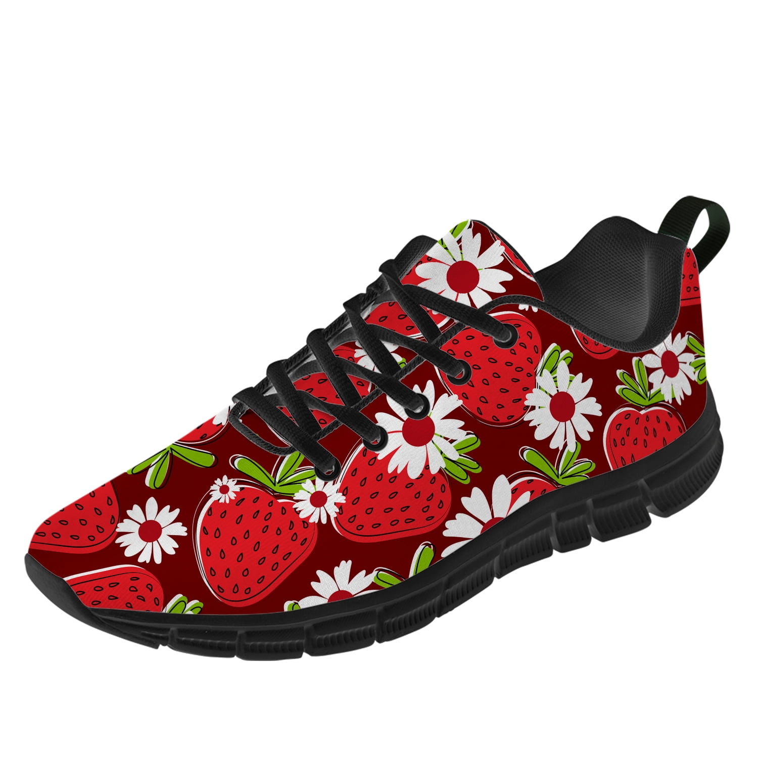 Customuart Floral Strawberry Shoes for Women Running Shoes Red Size 11. ...