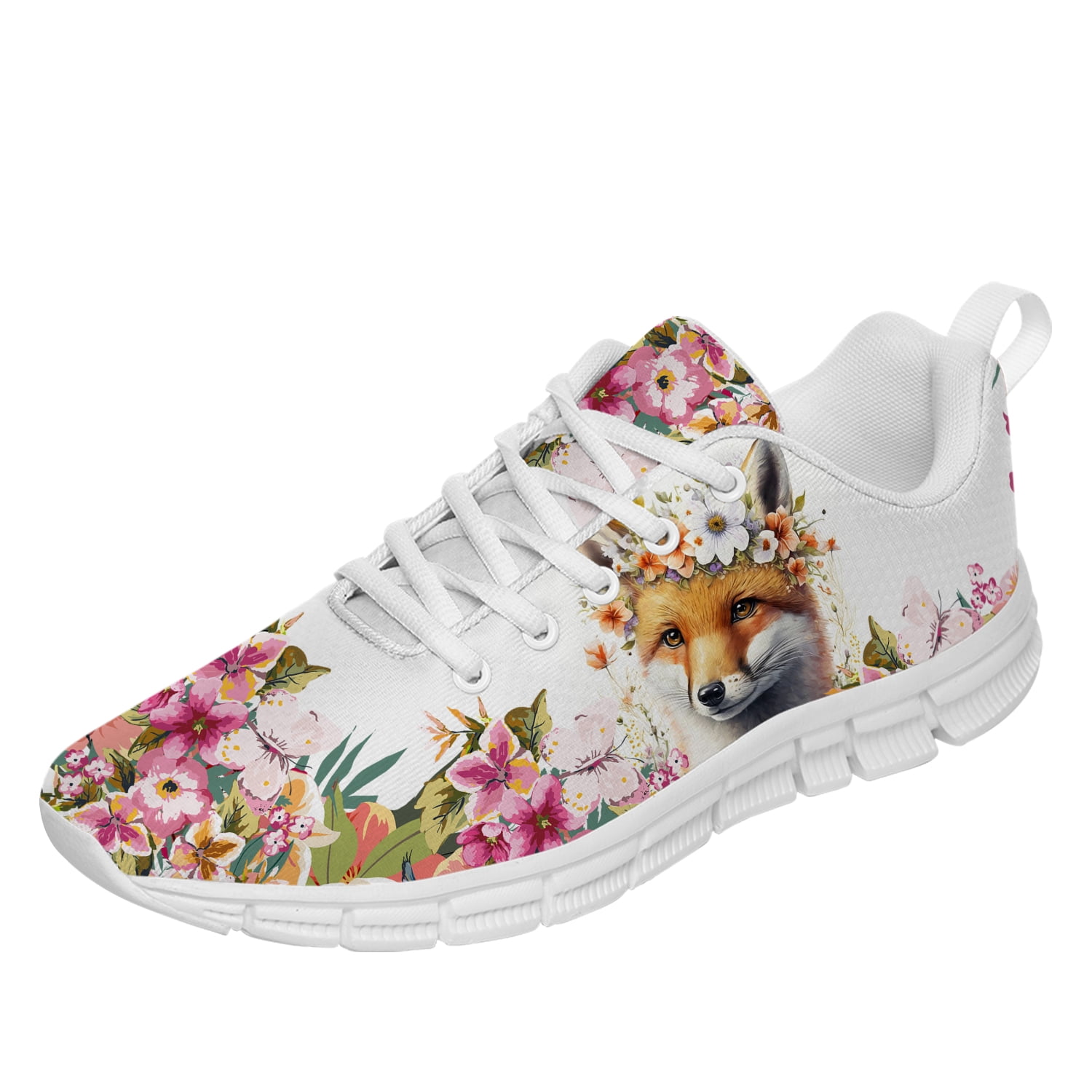 Customuart Fox Sneakers for Women Flower Running Shoes Pink Size 8.5 ...