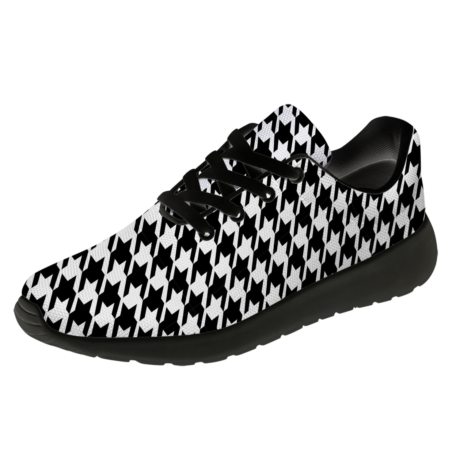 Customuart Houndstooth Shoes for Women Fashion Sneakers Black Size 15 ...
