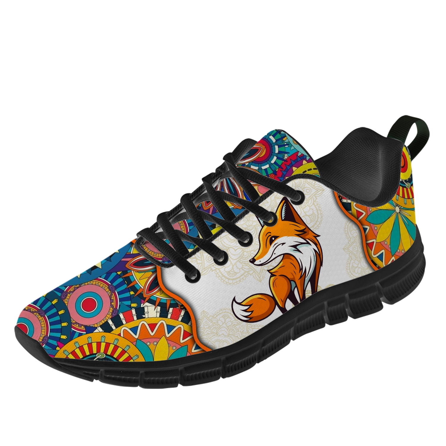 Customuart Mandala Fox Shoes Womens Running Shoes Orange Casual ...