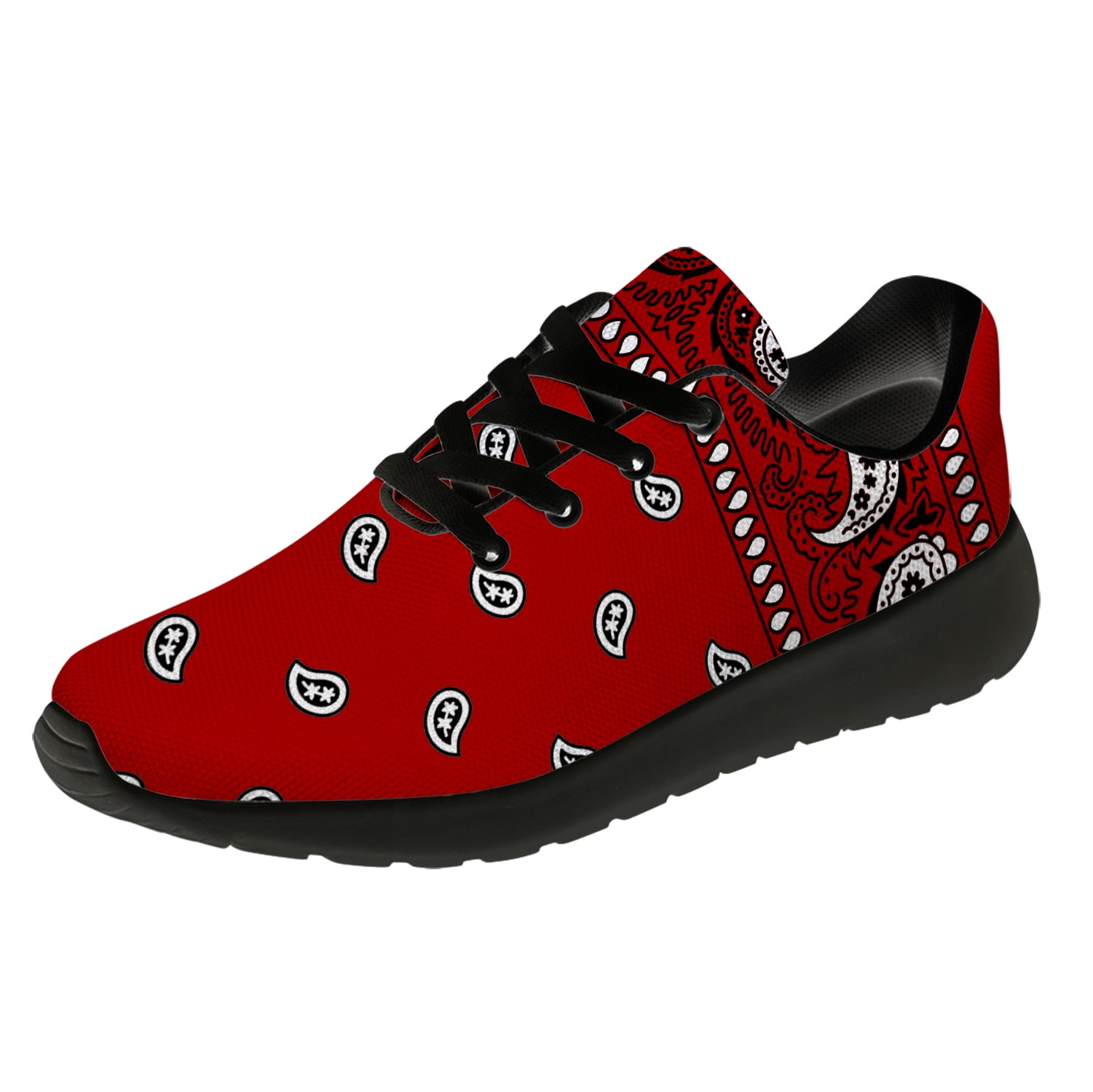 Customuart Paisley Shoes Men Fashion Sneakers Red Size 7 - Walmart.com