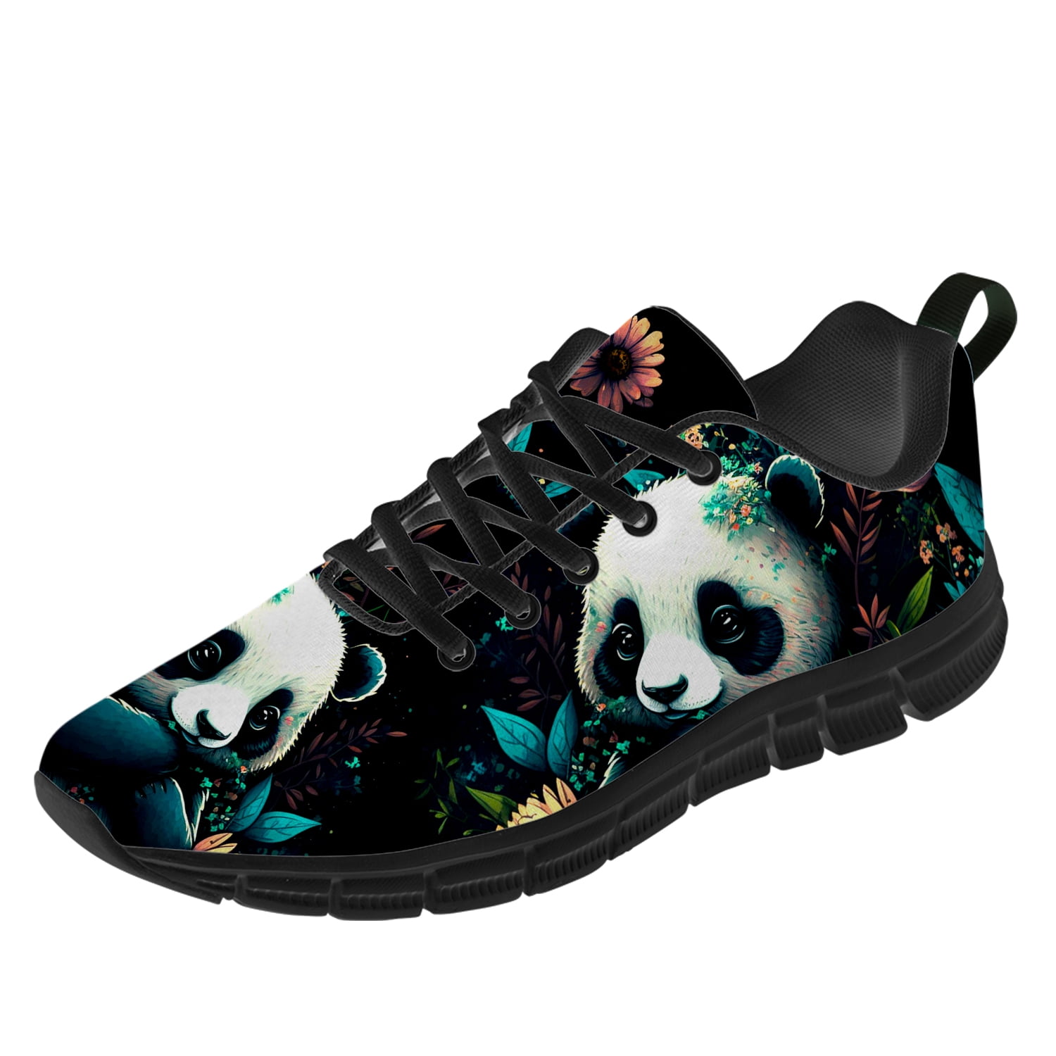 Customuart Panda Shoes for Men Running Shoes Black Sneakers Size 4 ...