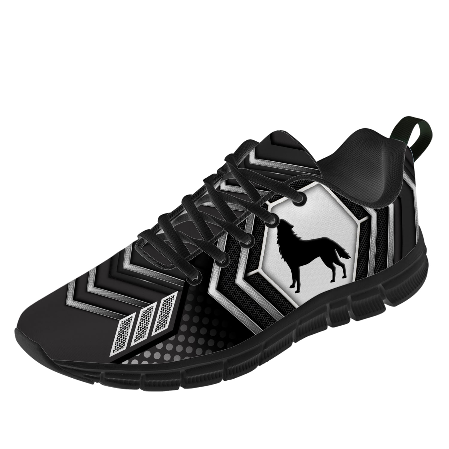 Customuart Wolf Shoes for Men Running Shoes Black Sneakers Size 7 ...