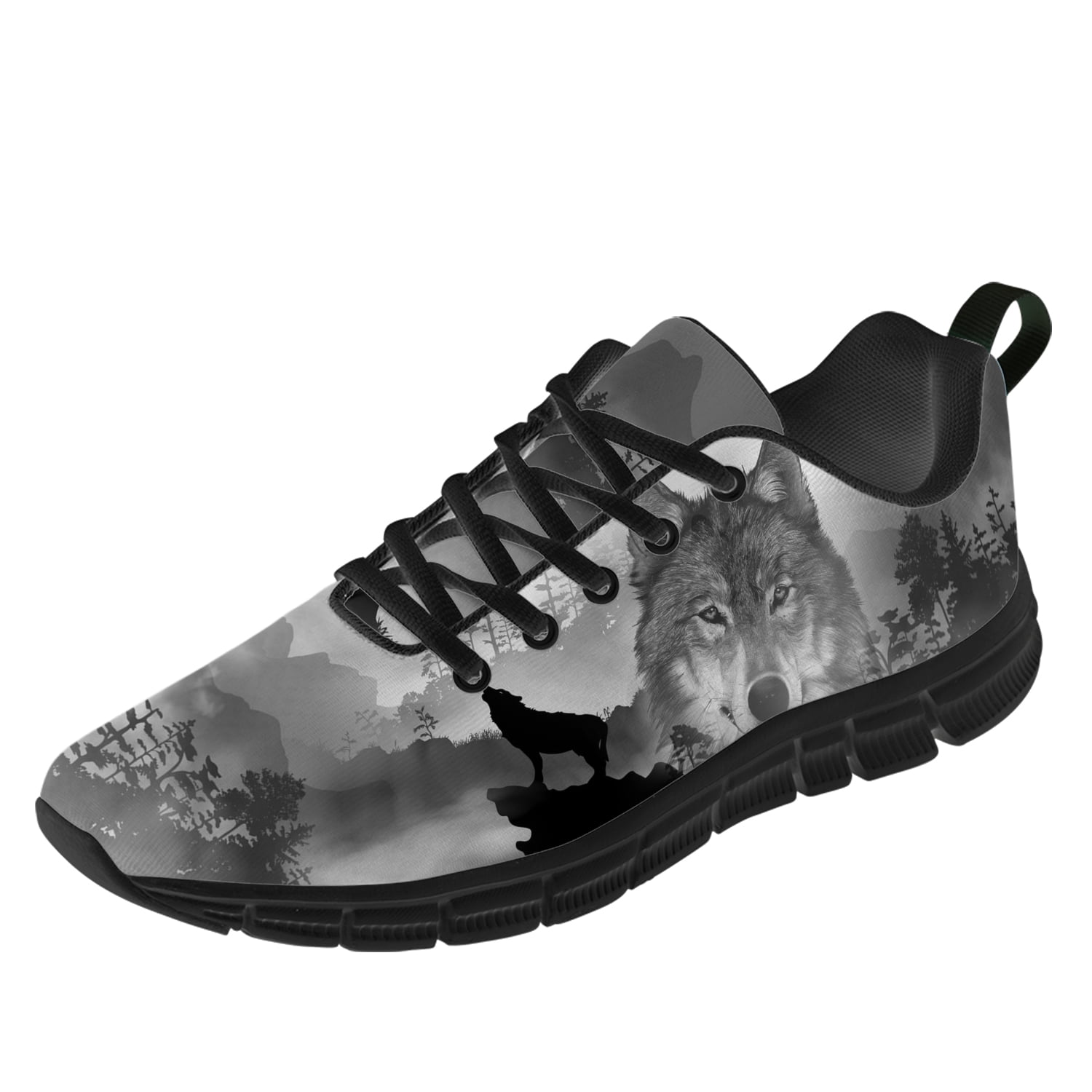 Customuart Wolf Shoes for Men Running Shoes Gray Fashion Sneakers Size ...