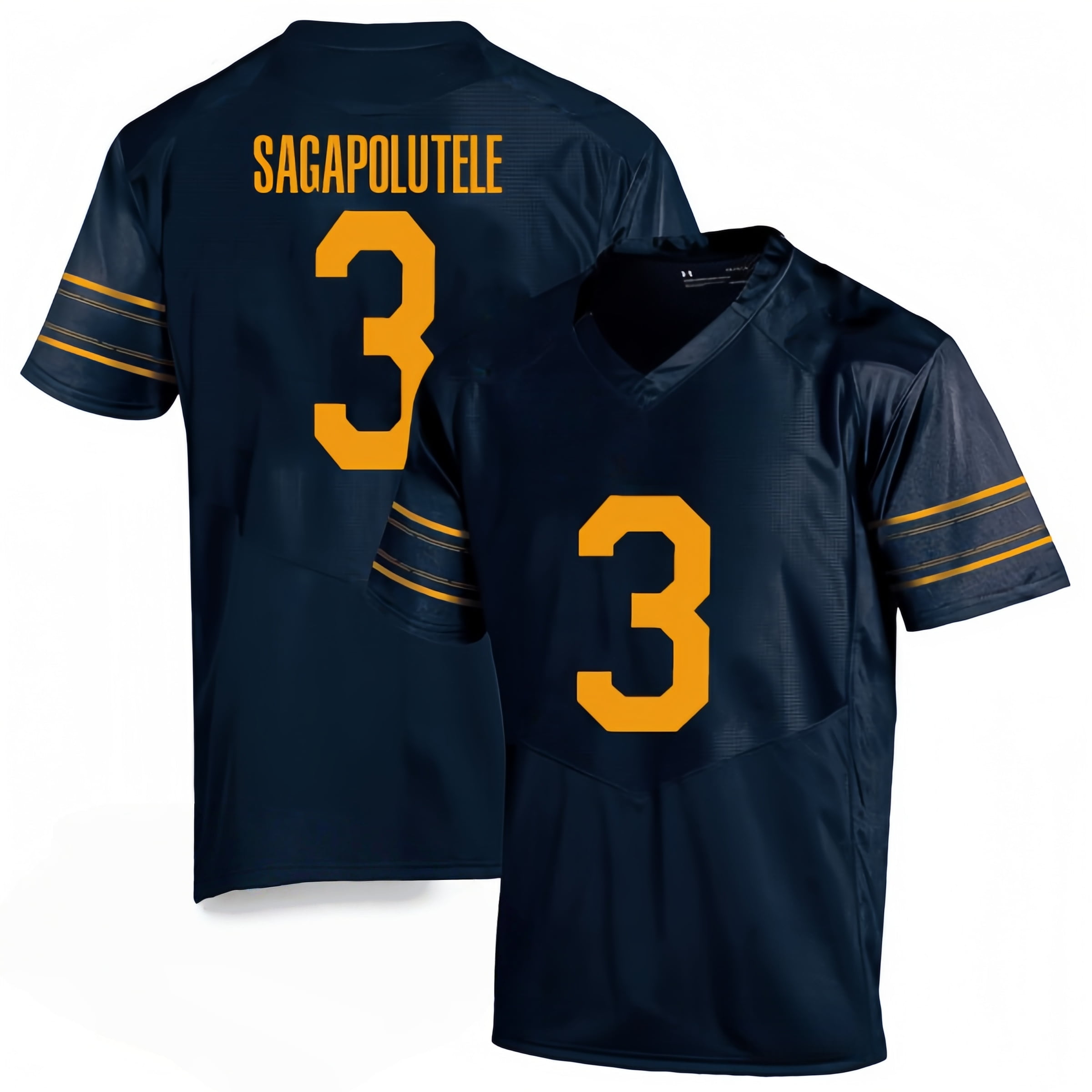 Customzied Mens 3 Jaron-Keawe Navy Vapor Sagapolutele Jersey Stitched ...