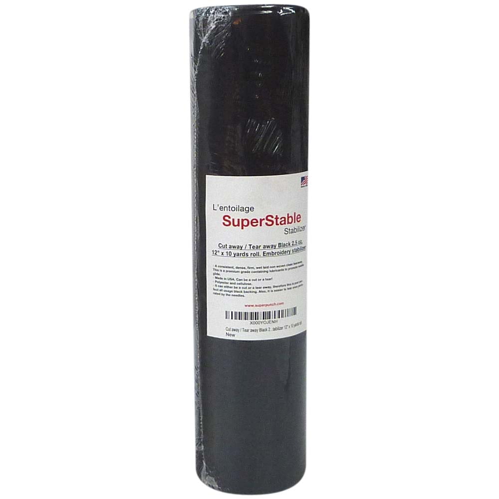 Cut Away Stabilizer Black 2.5 oz 12 inch x 10 Yard Roll. SuperStable ...