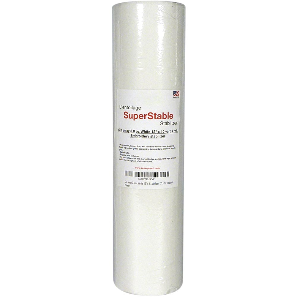 Cut Away Stabilizer White 3.0 oz 12 inch x 10 Yard Roll. SuperStable ...