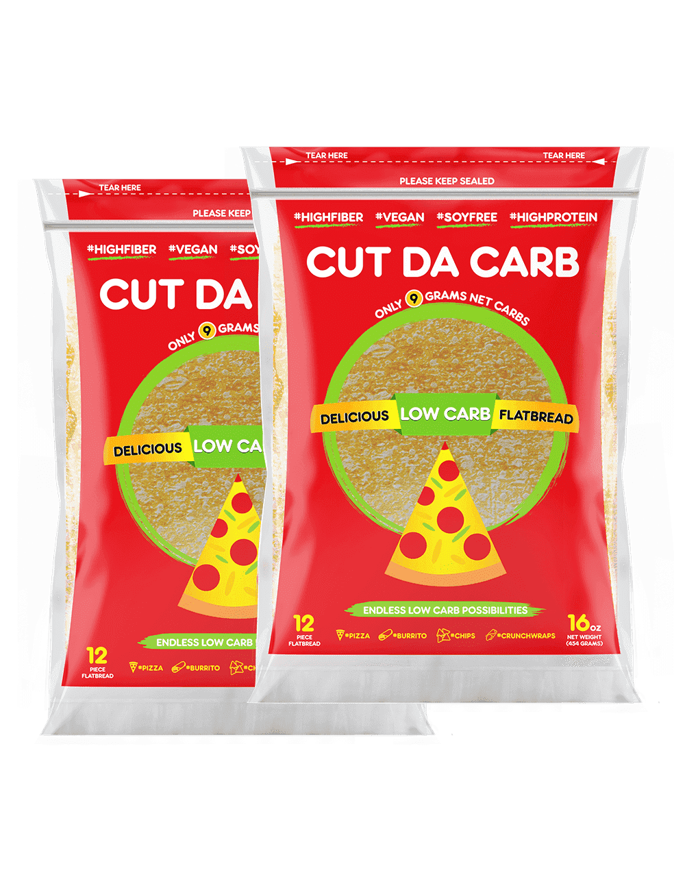 Keto Friendly Cut Da Carb High Fiber Healthy Flatbread, Low Carb, Low ...