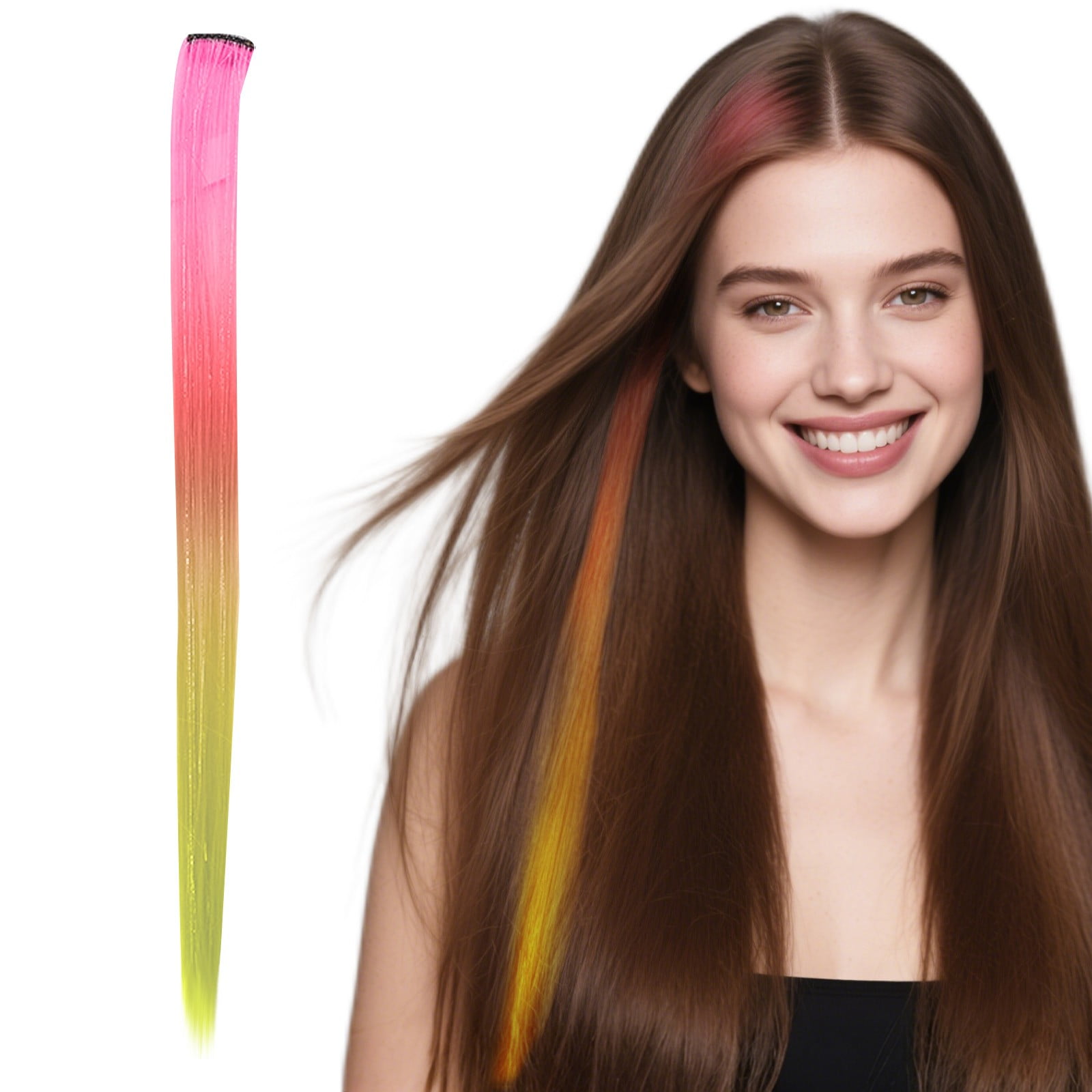 Cut Gold Gradient Shiny Metallic Hair Extensions - Clip In Tinsel, 15.7 ...