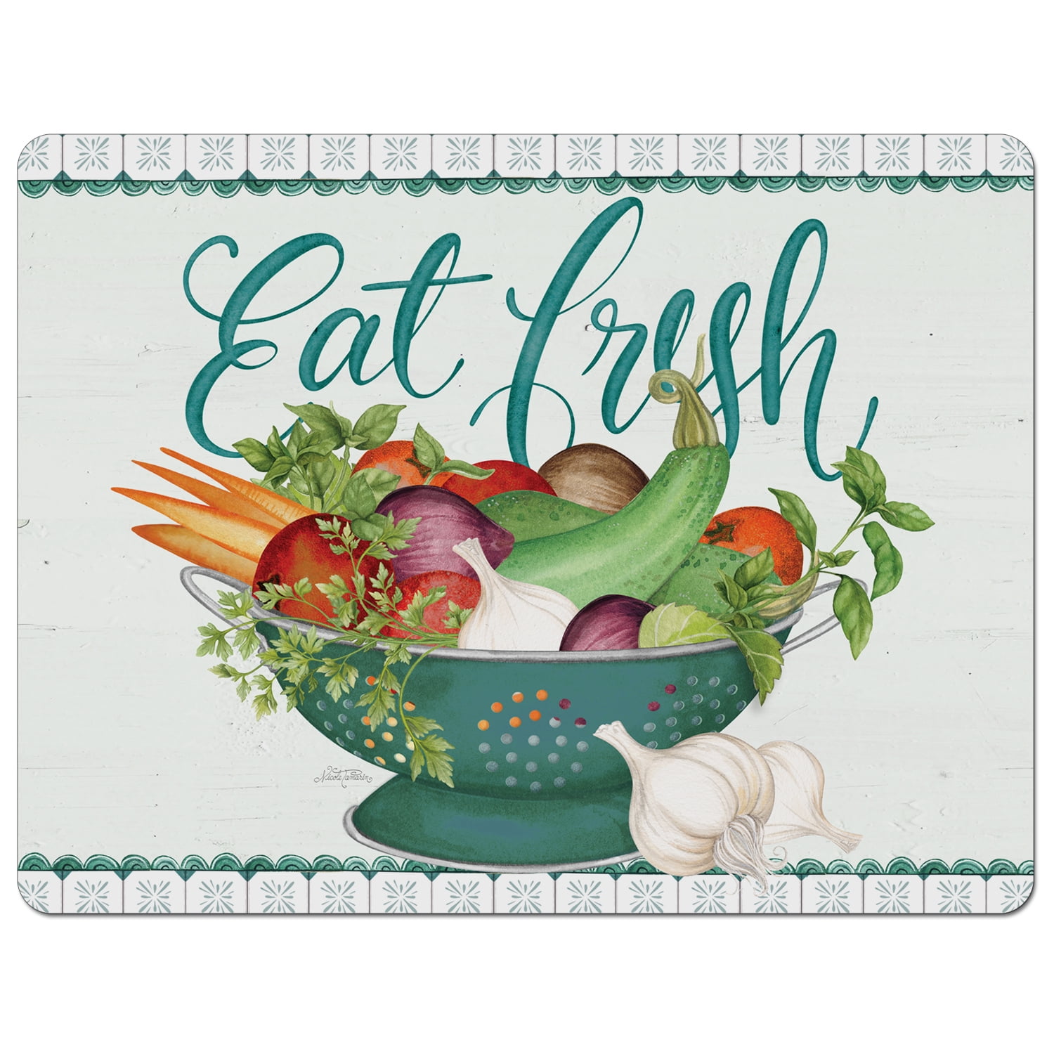 Cut N' Funnel "Eat Fresh" Designer Flexible Plastic Cutting Board Mat ...