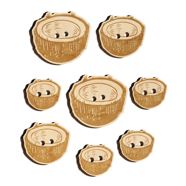 Cut Open Coconut Wood Buttons for Crochet Knitting Sewing DIY Craft - 1 ...