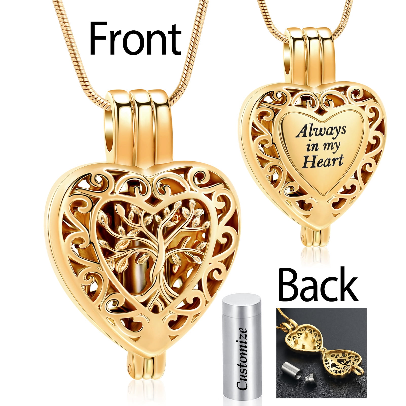 Cut Out Tree of Life Heart Pendant - Always in My Heart Cremation Urn ...