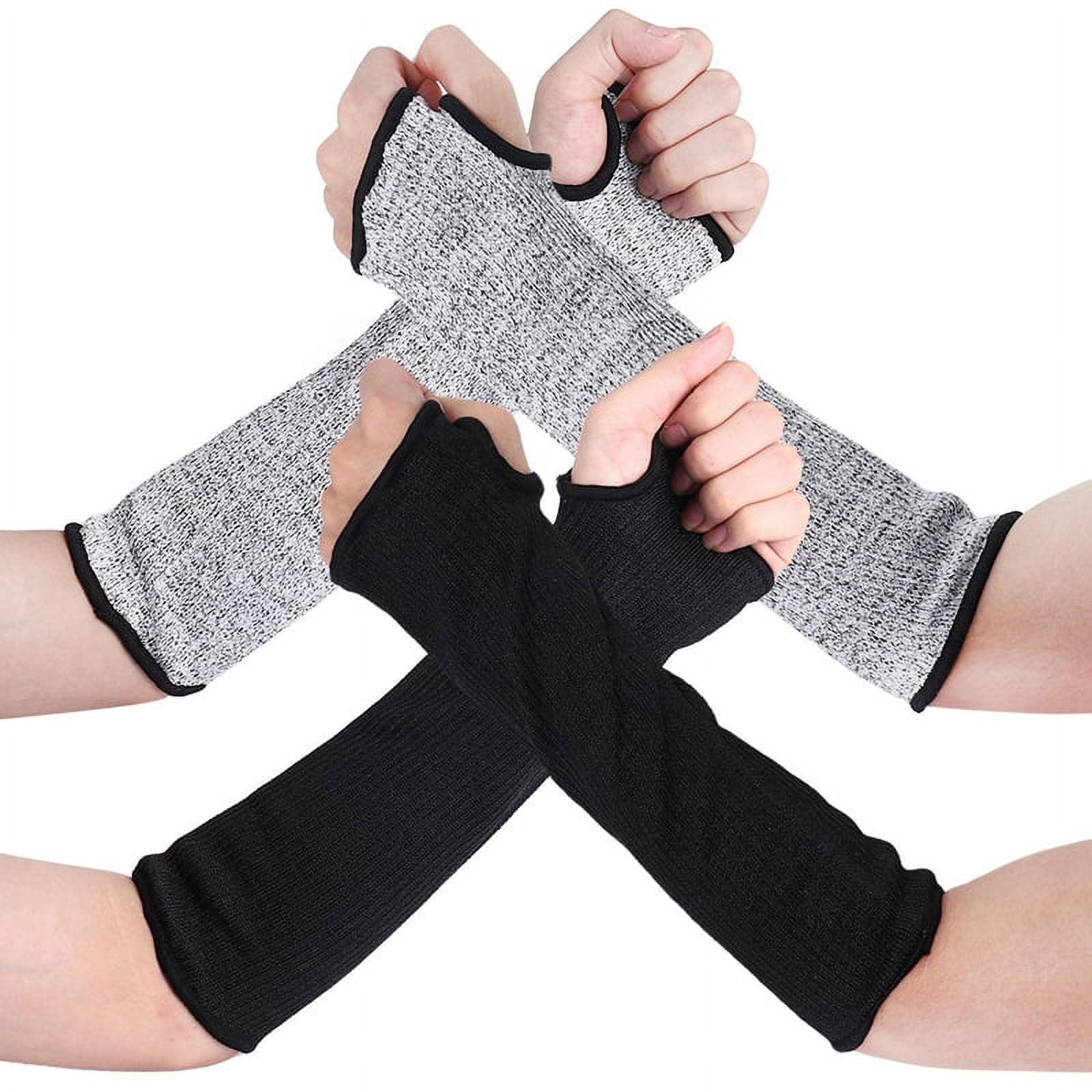 Cut Resistant Arm Protective Sleeves with Thumb Hole, HPPE Black and ...