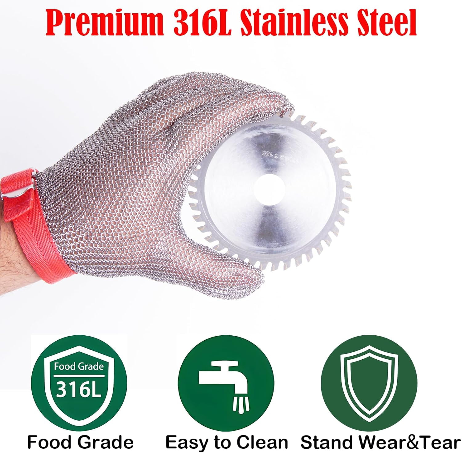 Cut Resistant Chainmail Glove with Stainless Steel Mesh, Highest Level ...