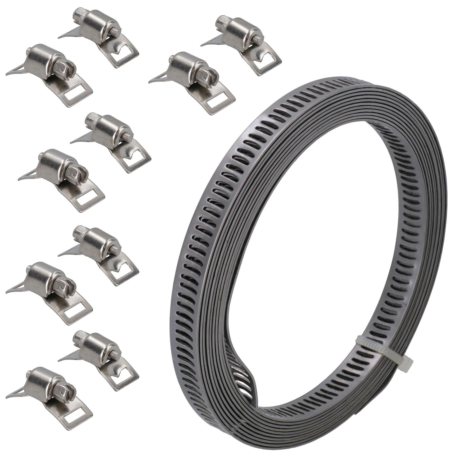 Cut To Size Stainless Steel Hose Clamp Set 2.5mtr Long With 8 ...