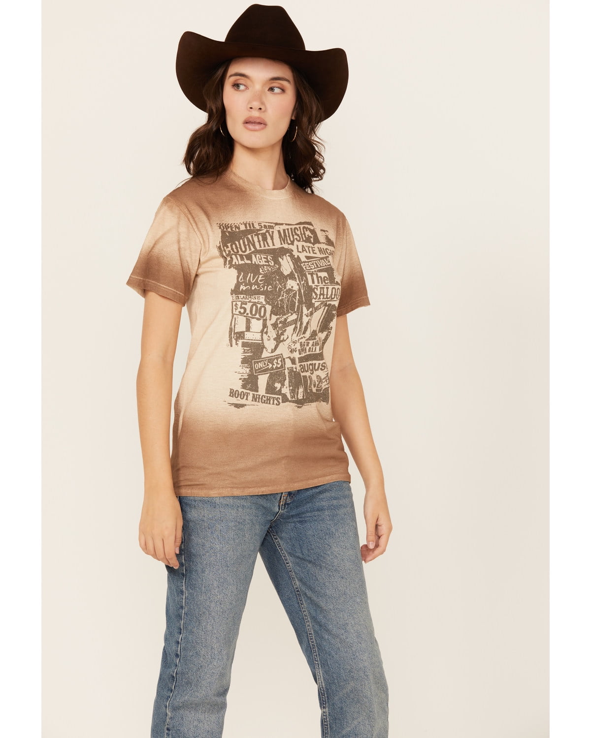Cut Women's And Paste Tie-Dye Short Sleeve Graphic Tee Brown Small US ...