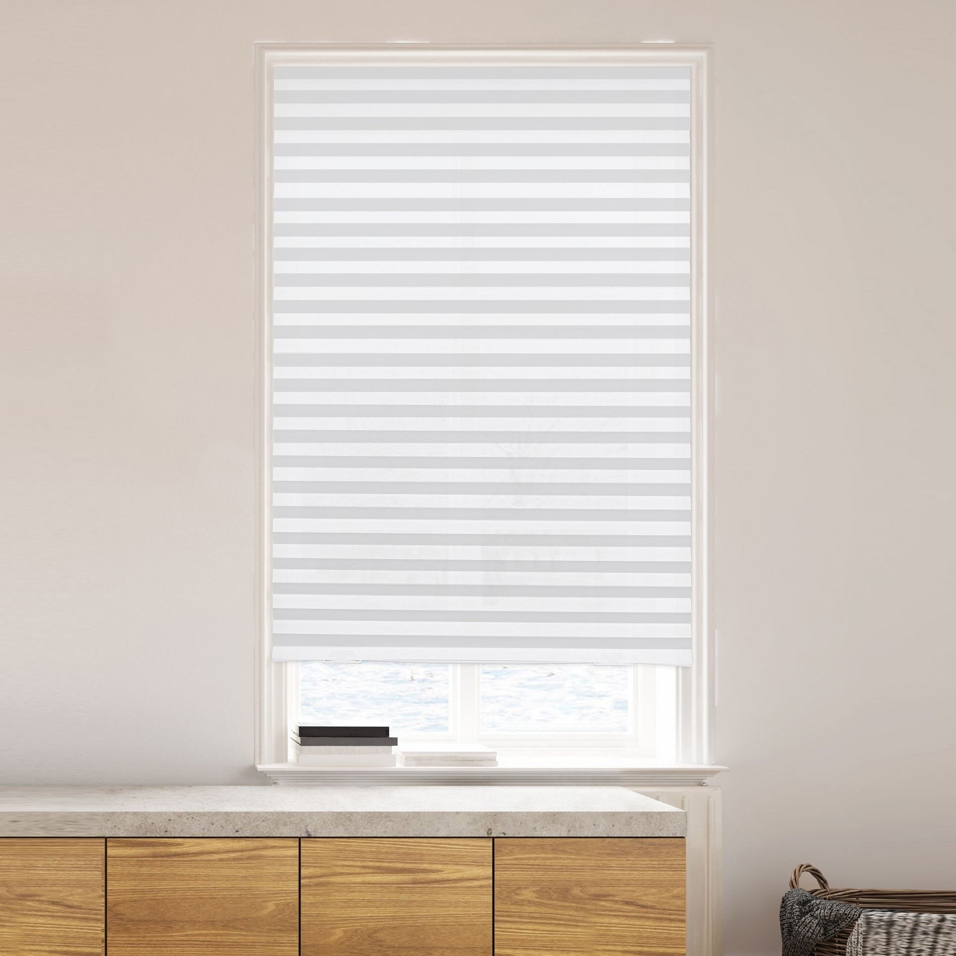 Cut-to-size Cordless Temporary Paper Pleated Shade Light Filtering 48 W ...
