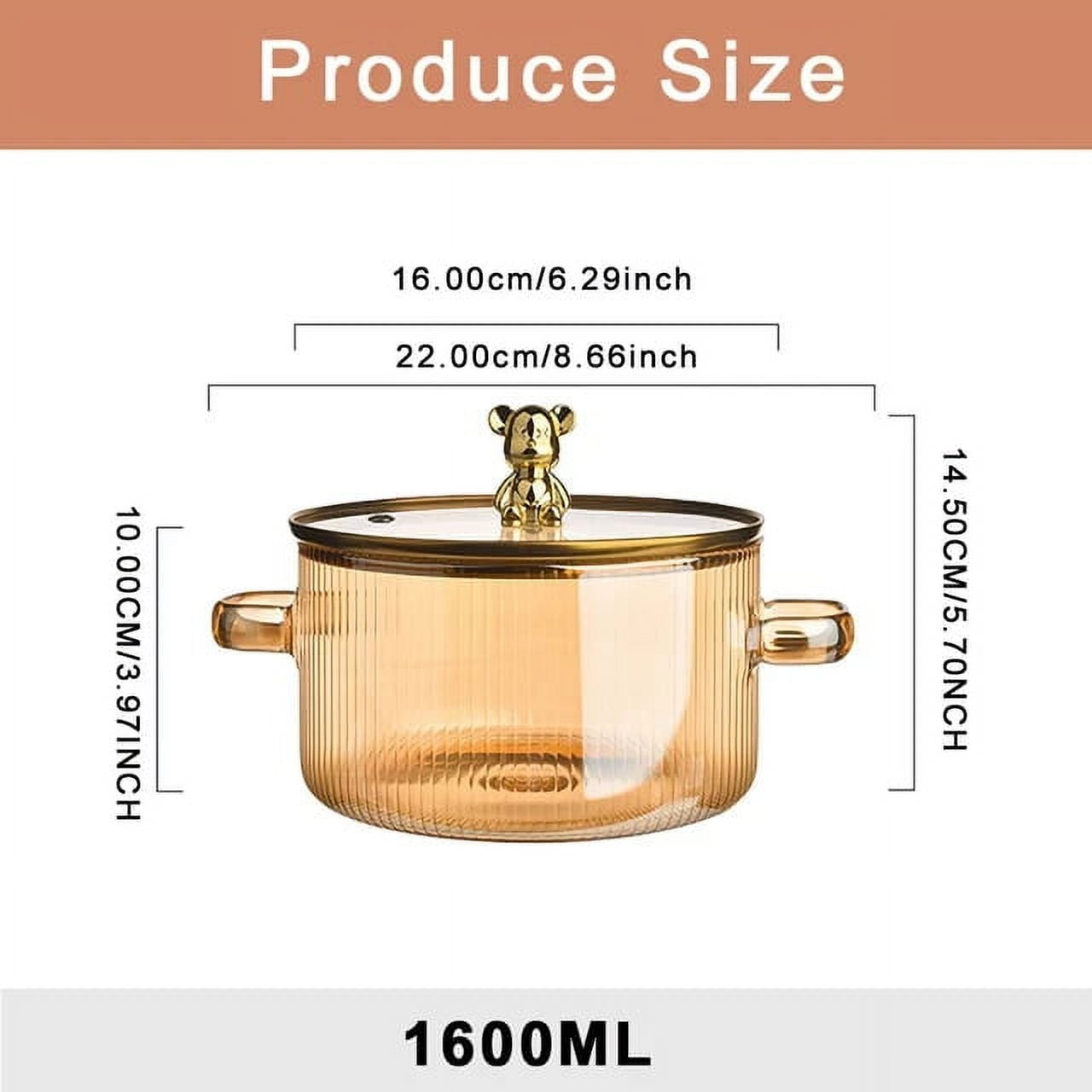 Small Bear glass soup boiler stove cooking pot with lid heatproof glass ...