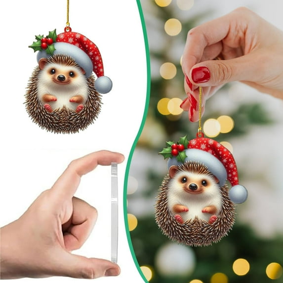 Cute 2D Acrylic Animal Christmas Ornament – Flat Pendant Holiday Tree ...
