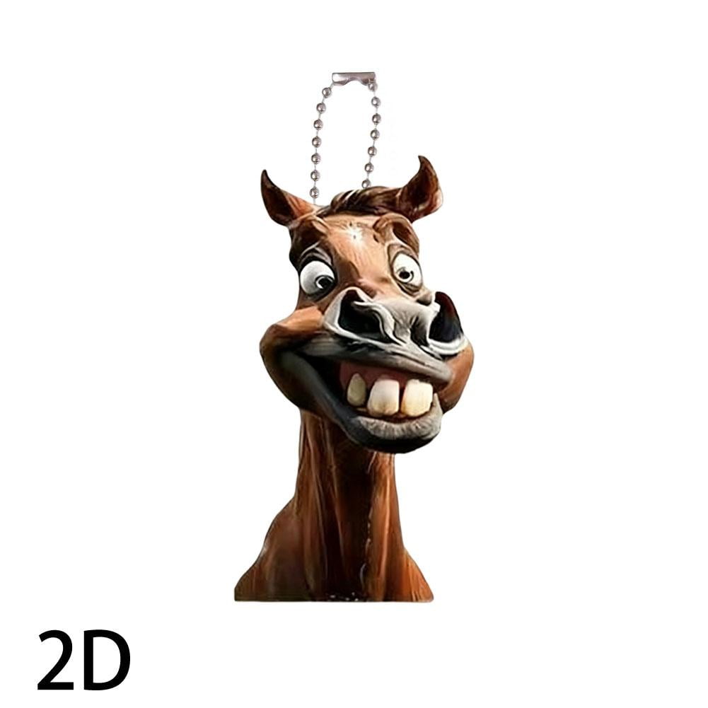 Cute 2D Big Mouth Horse Plush Toy Car Pendant for Dashboard Decor ...