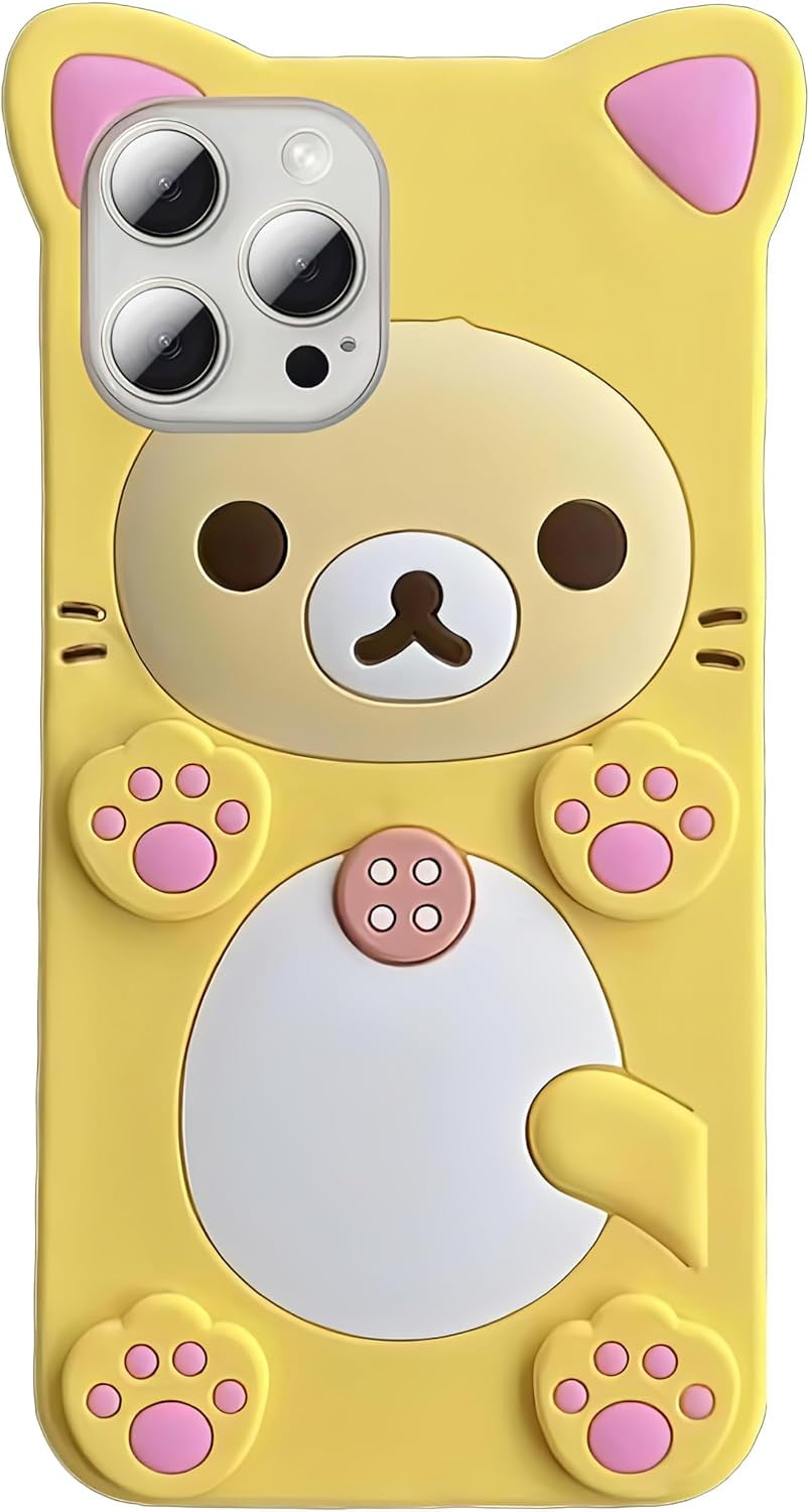 Cute 3D Bear Silicone Case for iPhone 16, Yellow - Walmart.com