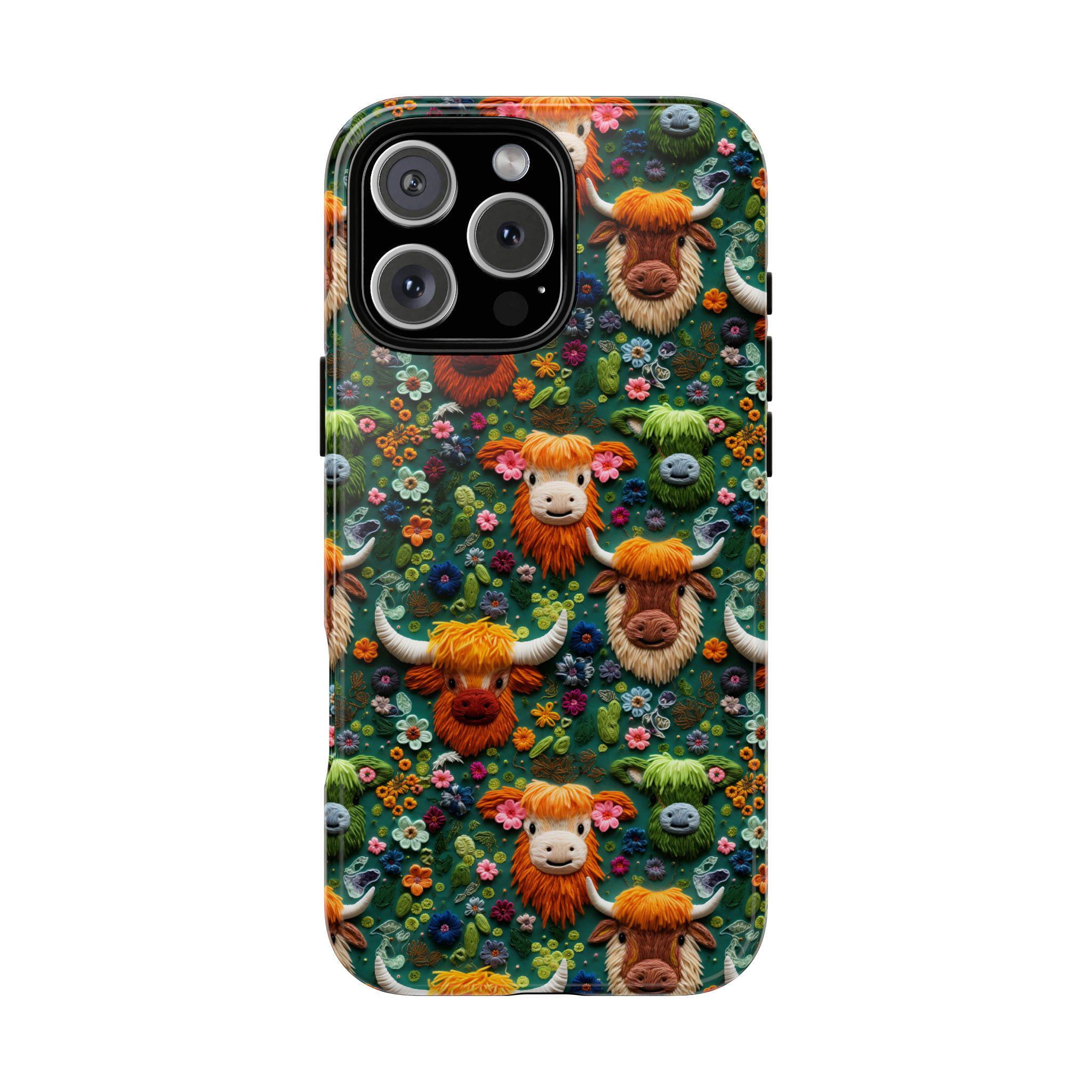 Cute 3D Floral Farm Cow Phone Case Rustic Country Style iPhone 17 16 15 ...